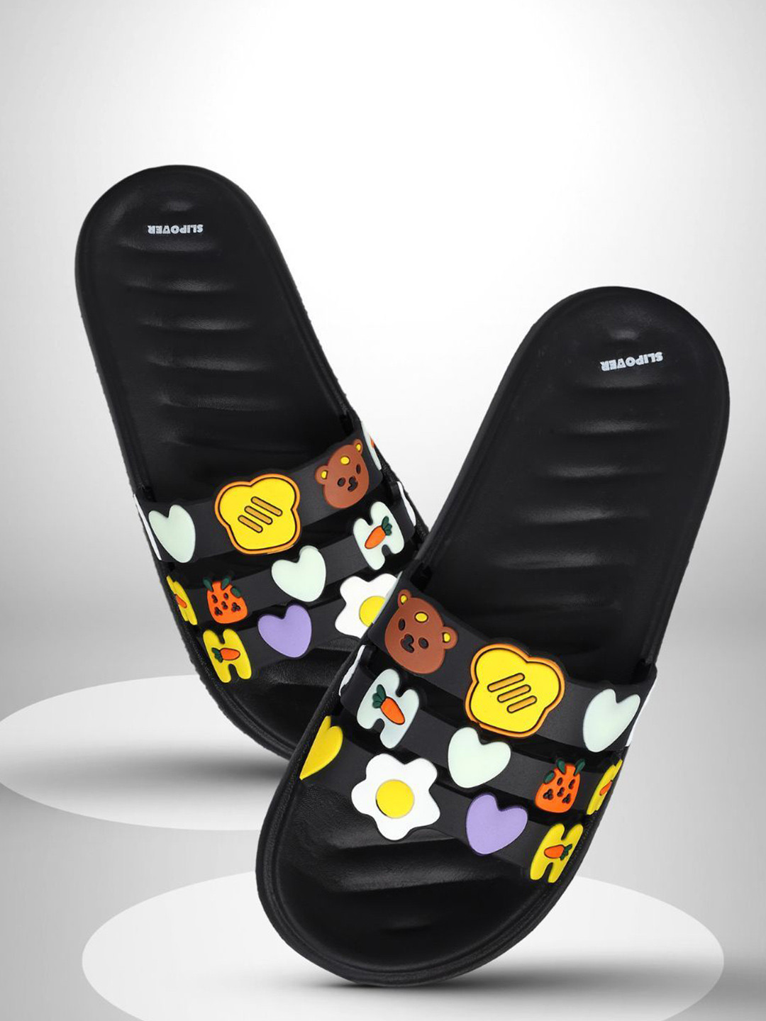 Buy Slipover Women Self Design PU Sliders - Flip Flops for Women ...