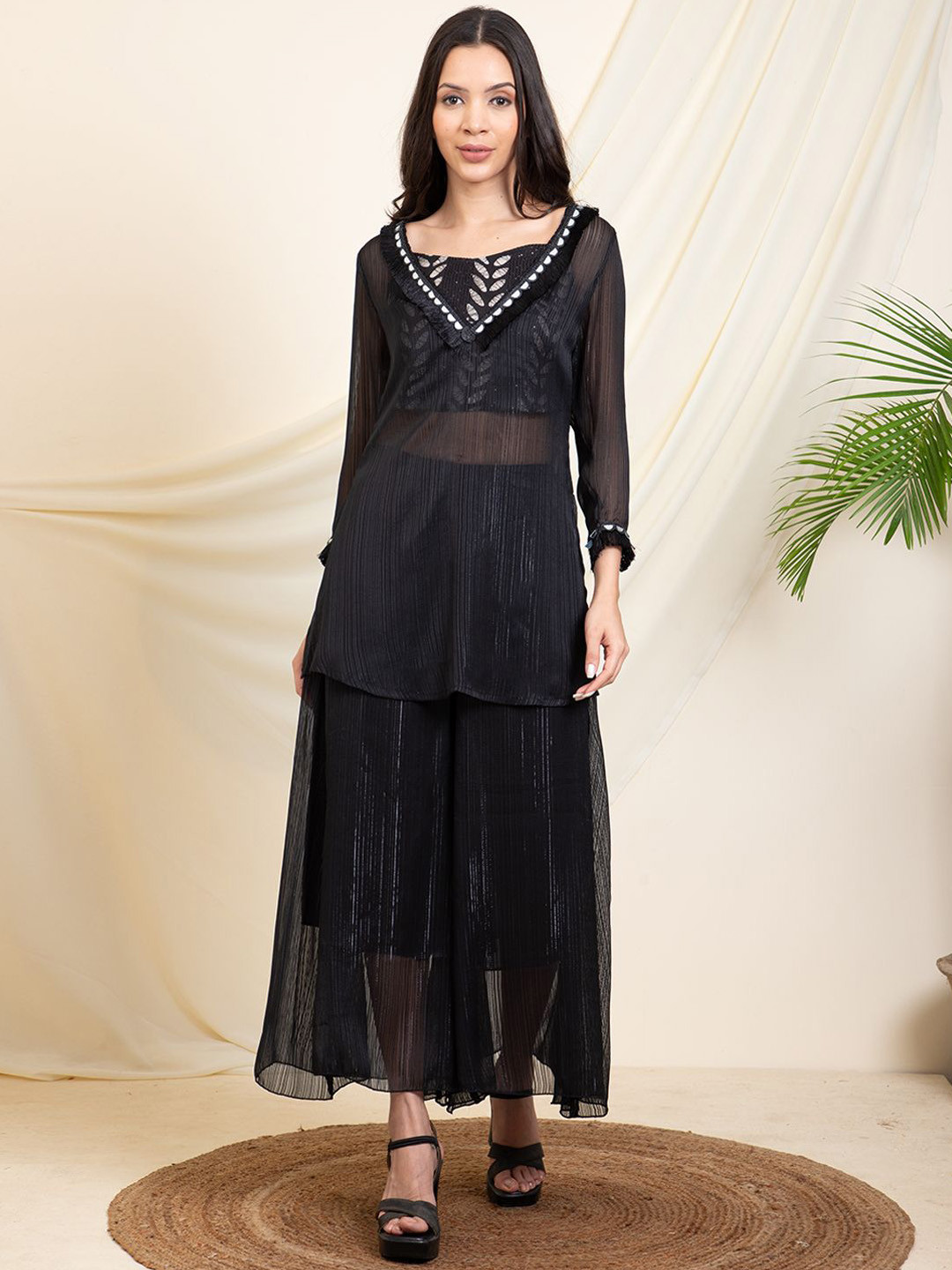 Buy DEEBACO Printed Top With Palazzo Co Ords - Co Ords for Women ...