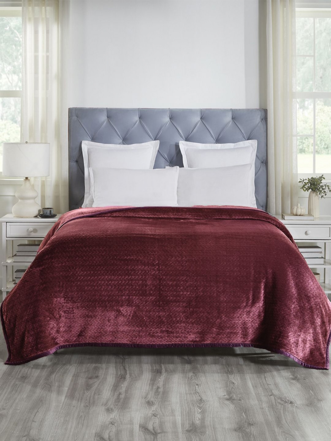 Buy MYTRIDENT Maroon Double Bed Blanket - Blankets Quilts And Dohars ...