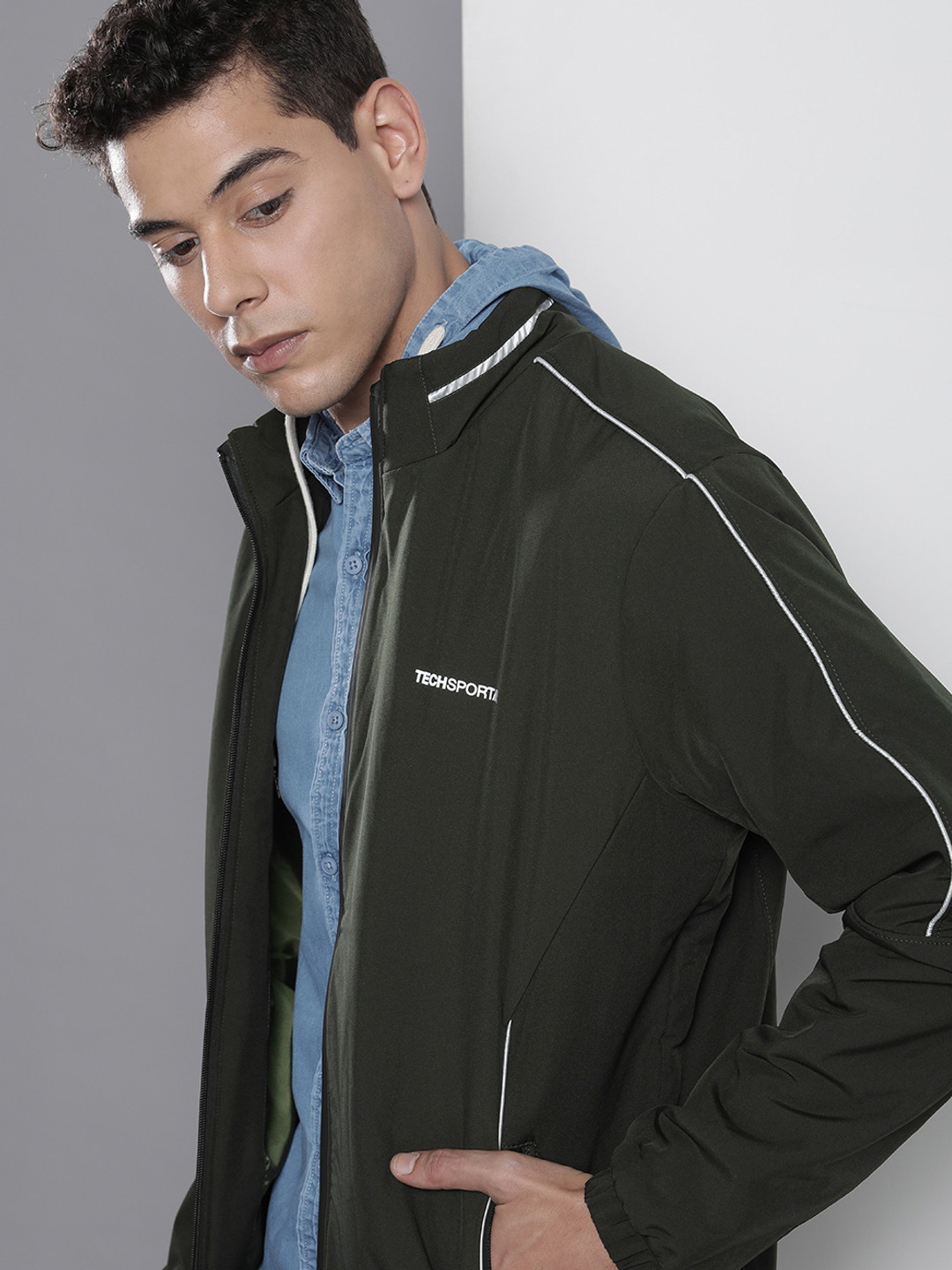 Buy The Indian Garage Co Men Zip Front Bomber Jacket With Zipper ...