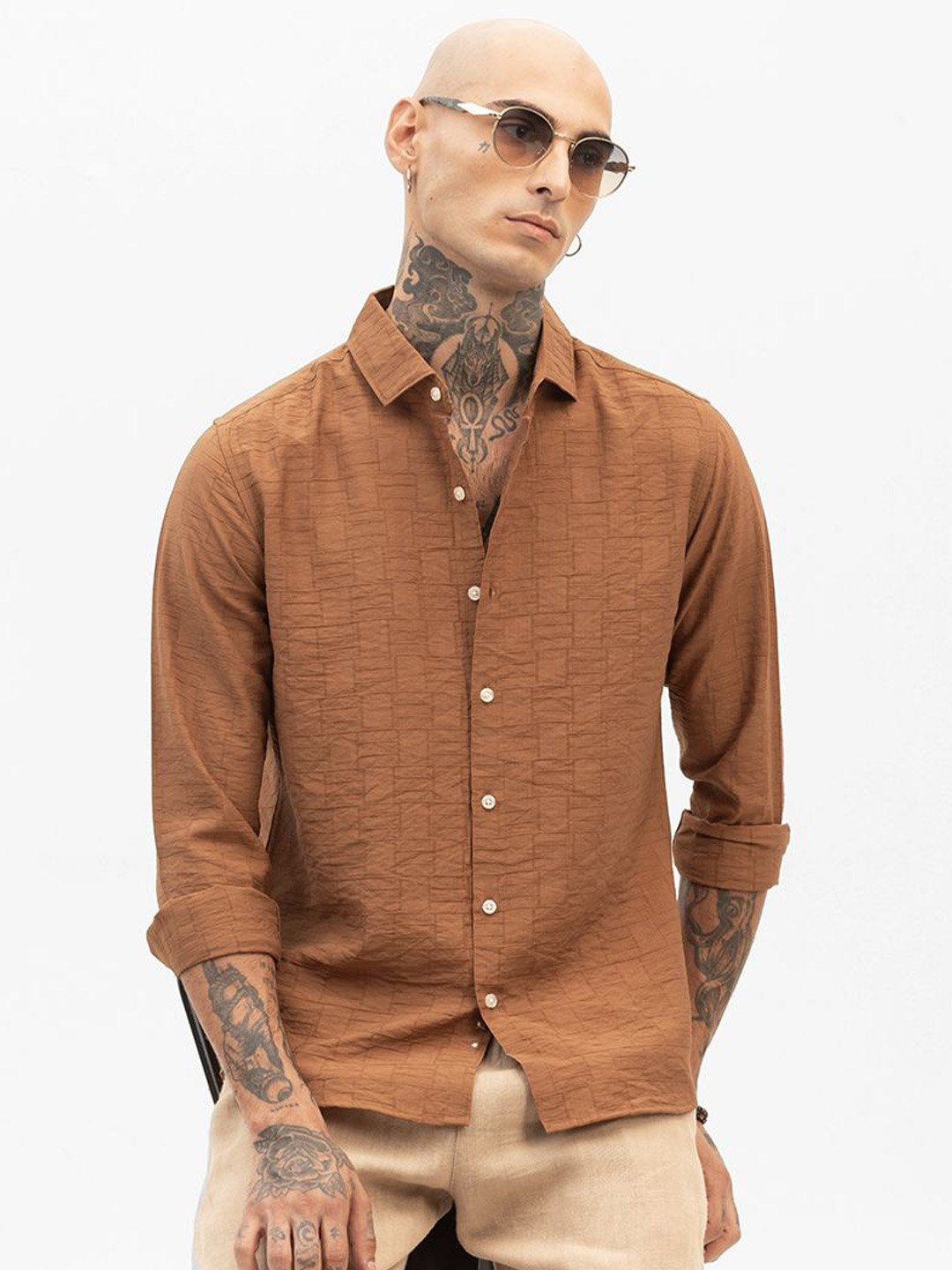 Buy Snitch Men Smart Slim Fit Opaque Printed Casual Shirt - Shirts for ...