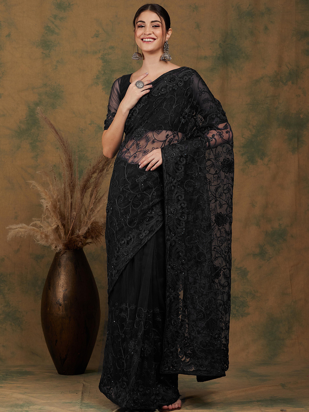 Buy Suha Floral Embroidered Supernet Saree - Sarees for Women 31769006 ...