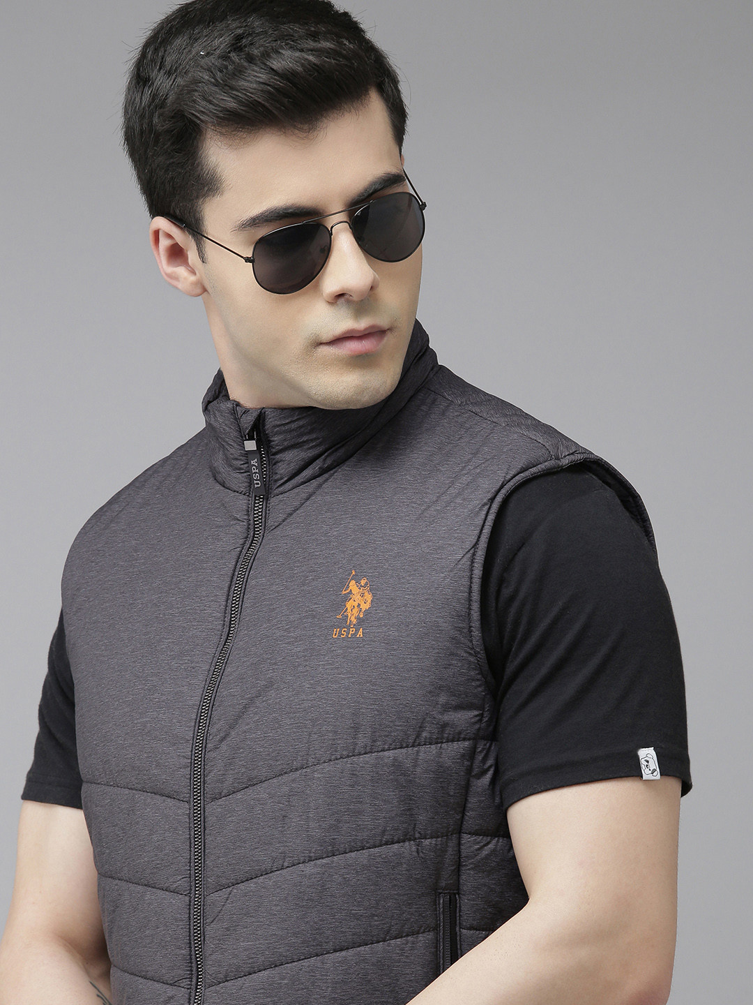 Buy U S Polo Assn Denim Co Men Grey Brand Logo Puffer Jacket - Jackets ...