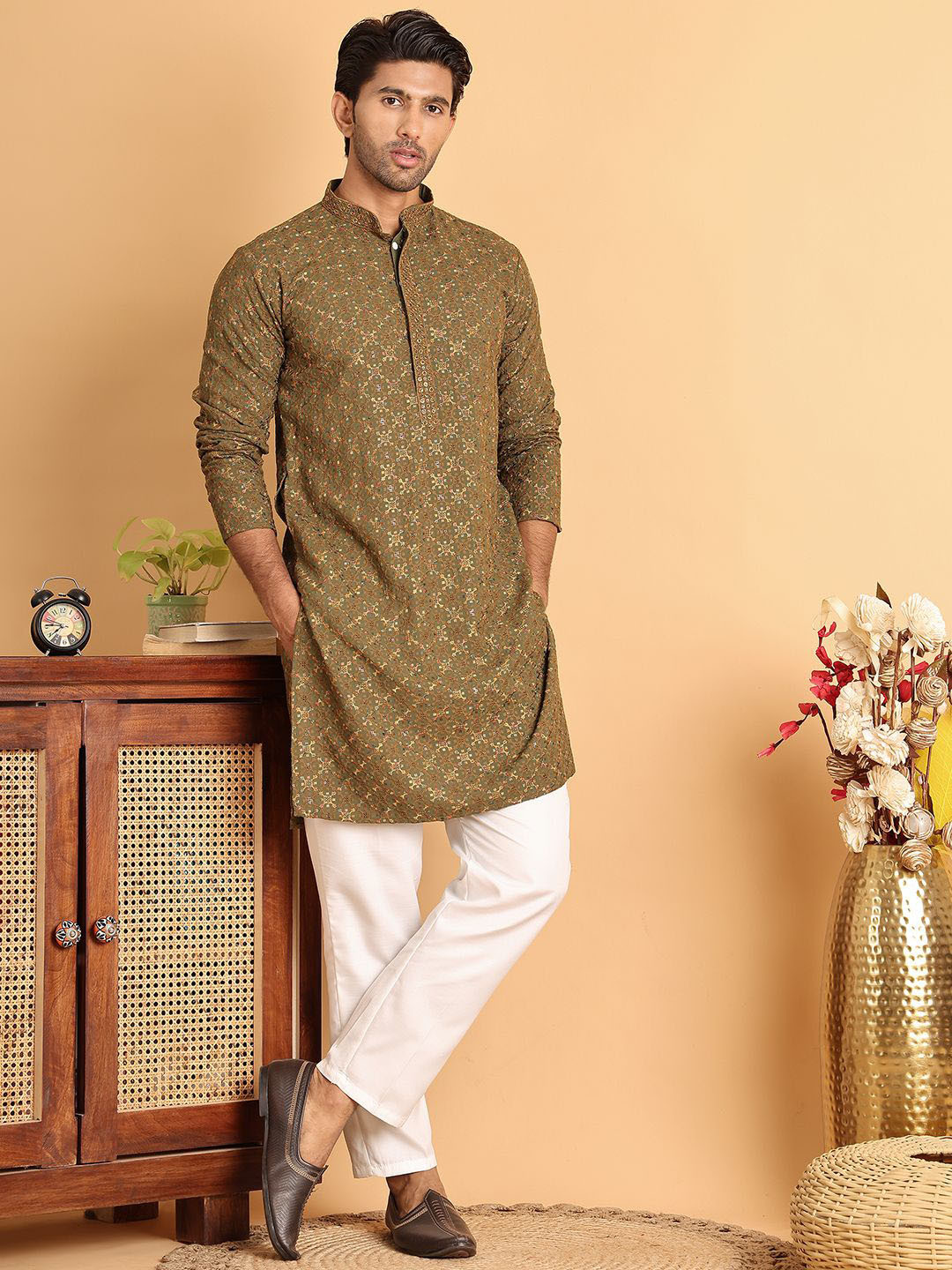 Buy Anouk Men Embroidered Regular Sequinned Kurta With Pyjamas - Kurta ...