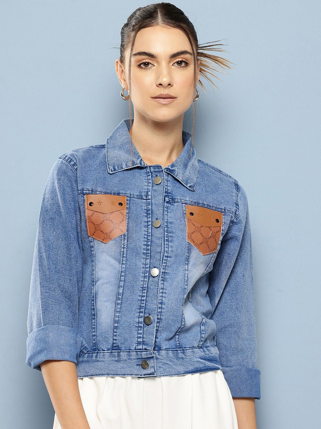 Buy The Roadster Lifestyle Co Collared Denim Jacket - Jackets for Women ...