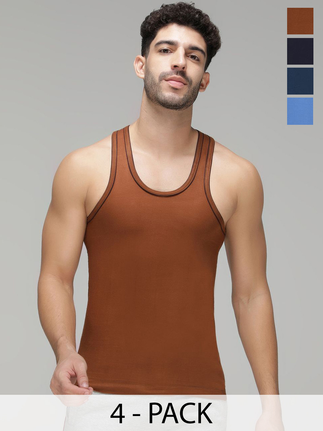 Buy AMUL COMFY Pack Of 4 Cotton Basic Vests AC CVESTDF MULTI S 4PC ...