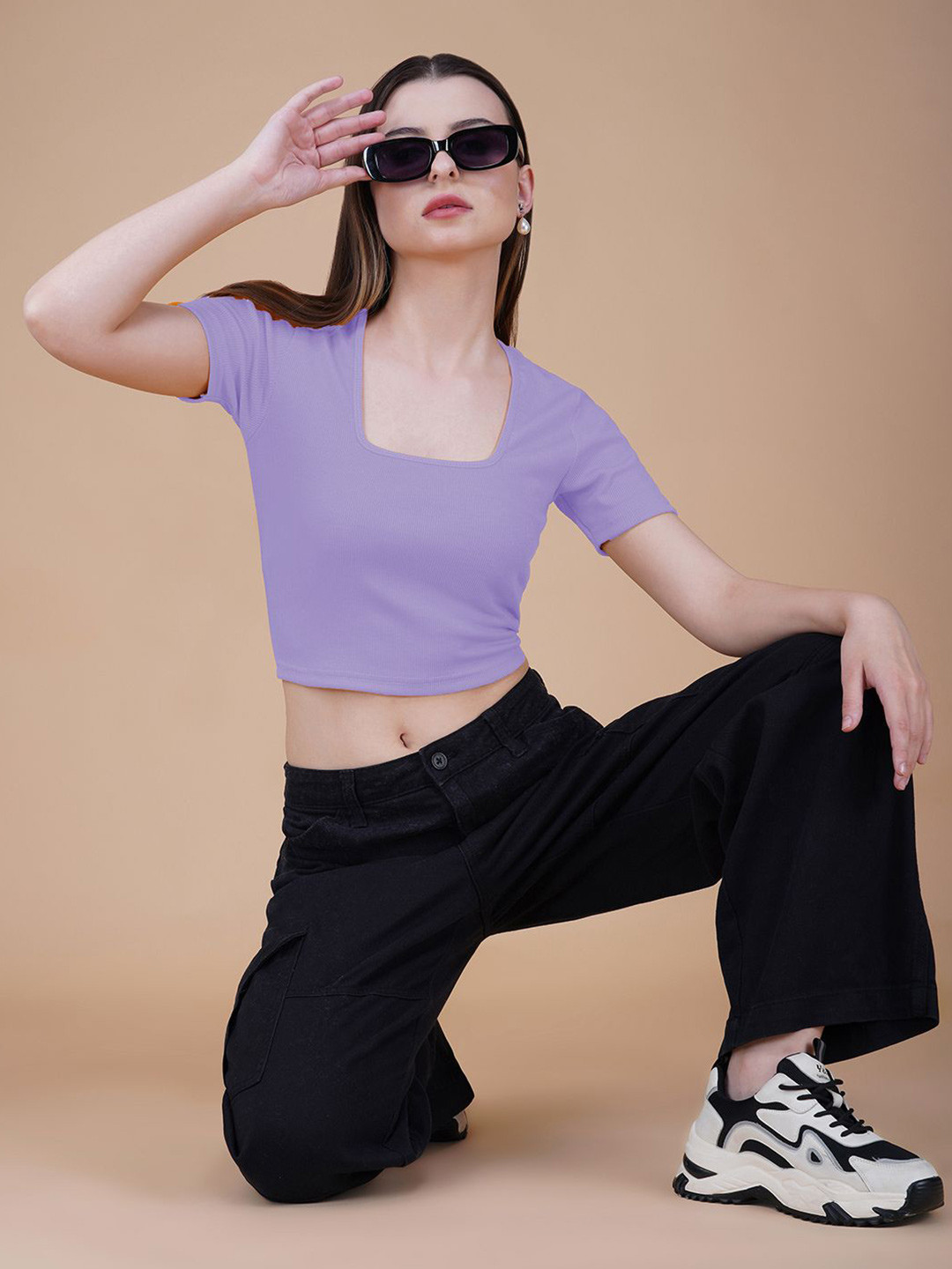 Buy Lagashi Women Square Neck Cotton CropTop - Tops for Women 31778609 ...