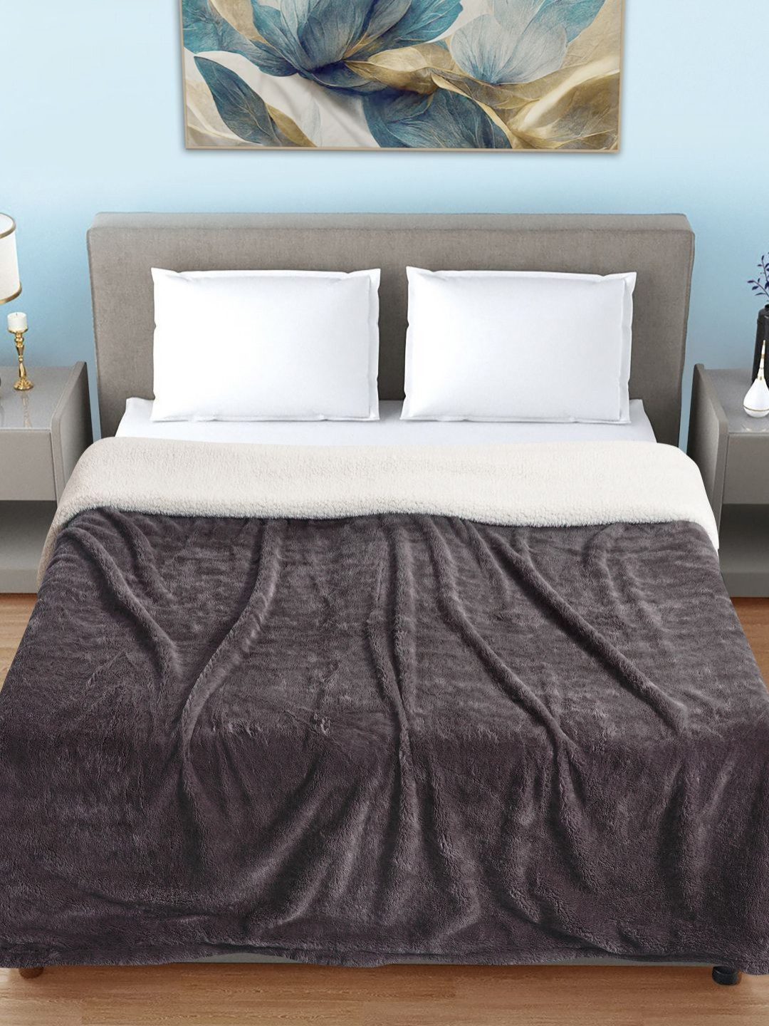 Buy FABINALIV Brown Woollen Mild Winter 600 GSM Double Bed Comforter ...