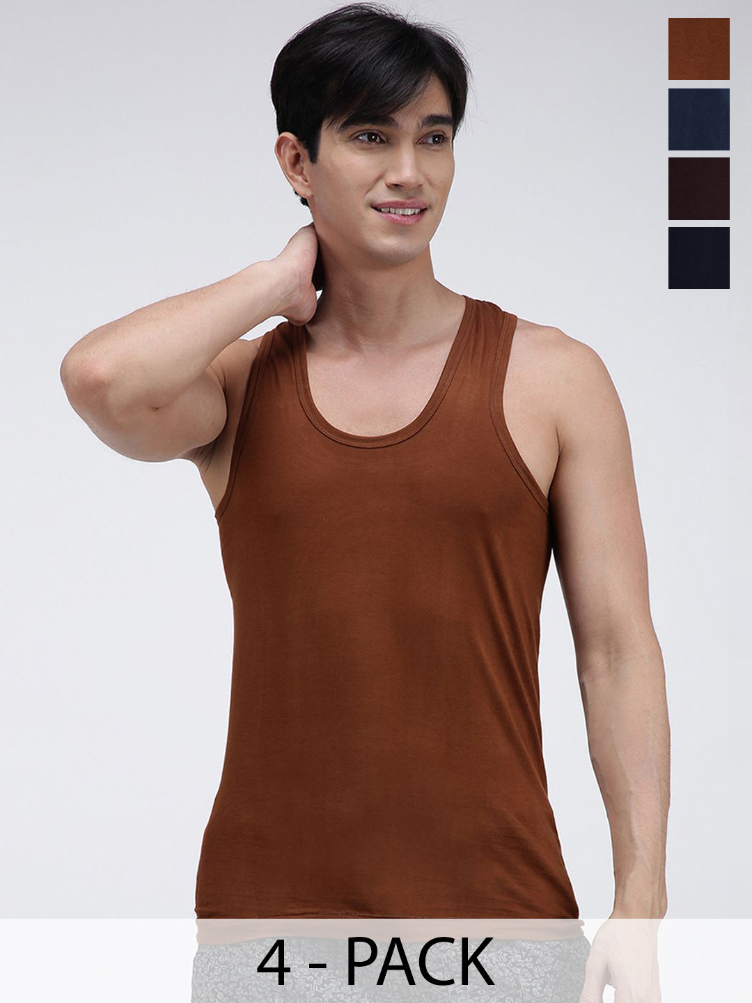 Buy AMUL COMFY Pack Of 4 Pure Cotton Undershirt Vests AC CVESTRN MULTI ...