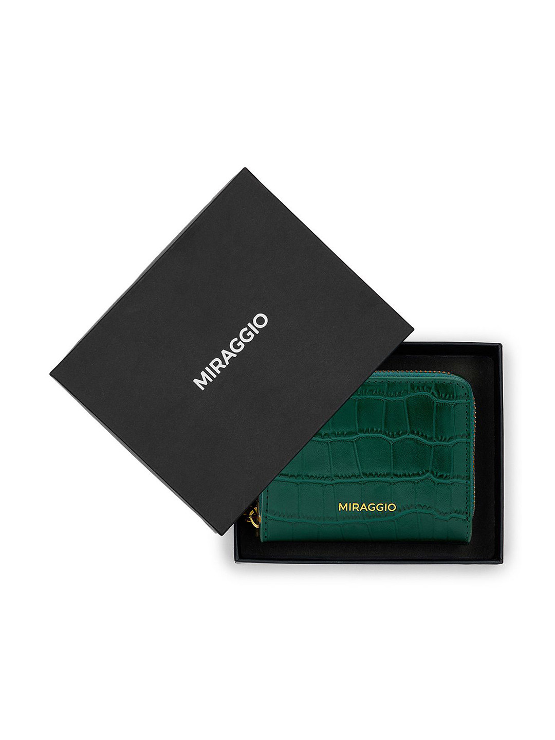 Buy MIRAGGIO Lea Green Textured Wallet With Zipper Closure - Wallets ...