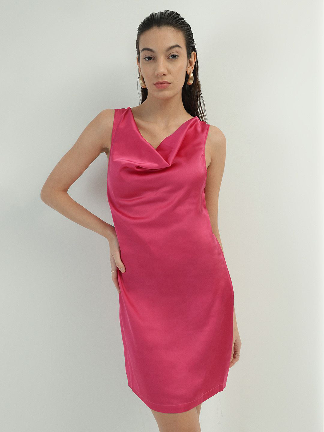 Buy H&M Cowl Neck Satin Dress - Dresses for Women 31479660 | Myntra