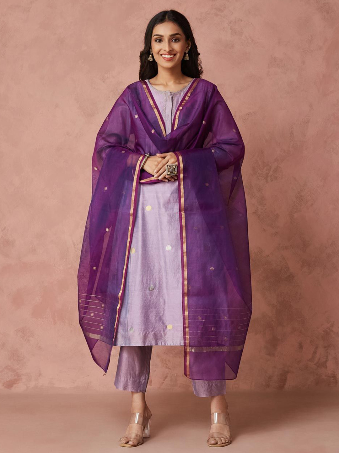 Buy Fabindia Polka Dots Woven Design Dupatta With Zari - Dupatta for ...