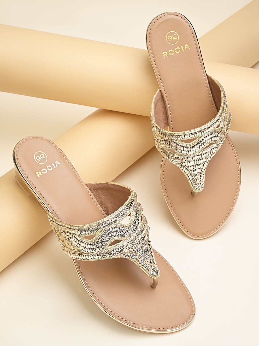 Buy Rocia Women Ethnic Wedge Open Back Sandals - Heels for Women ...