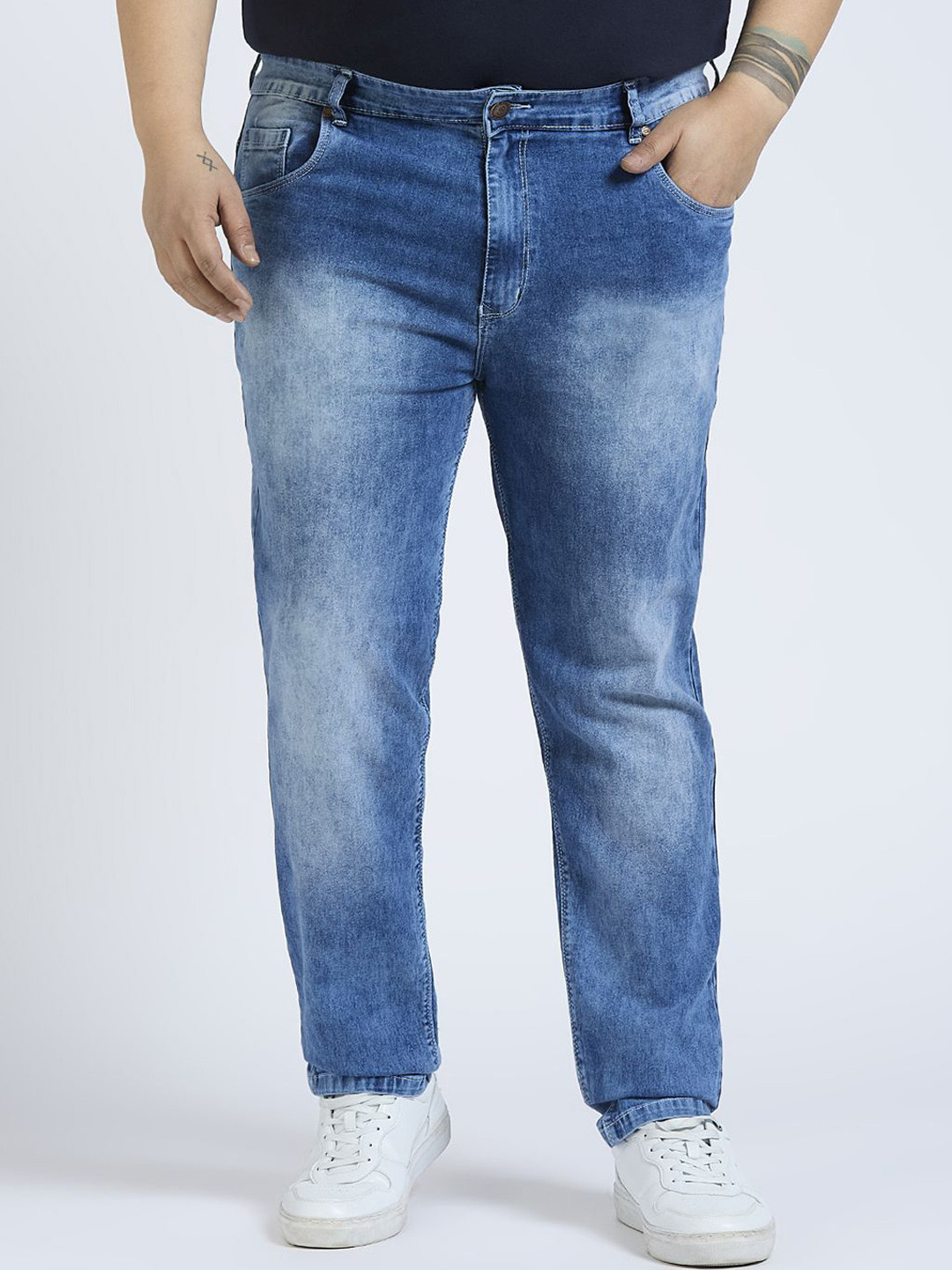 Buy HJ HASASI Men High Rise Light Fade Plus Size Stretchable Jeans ...
