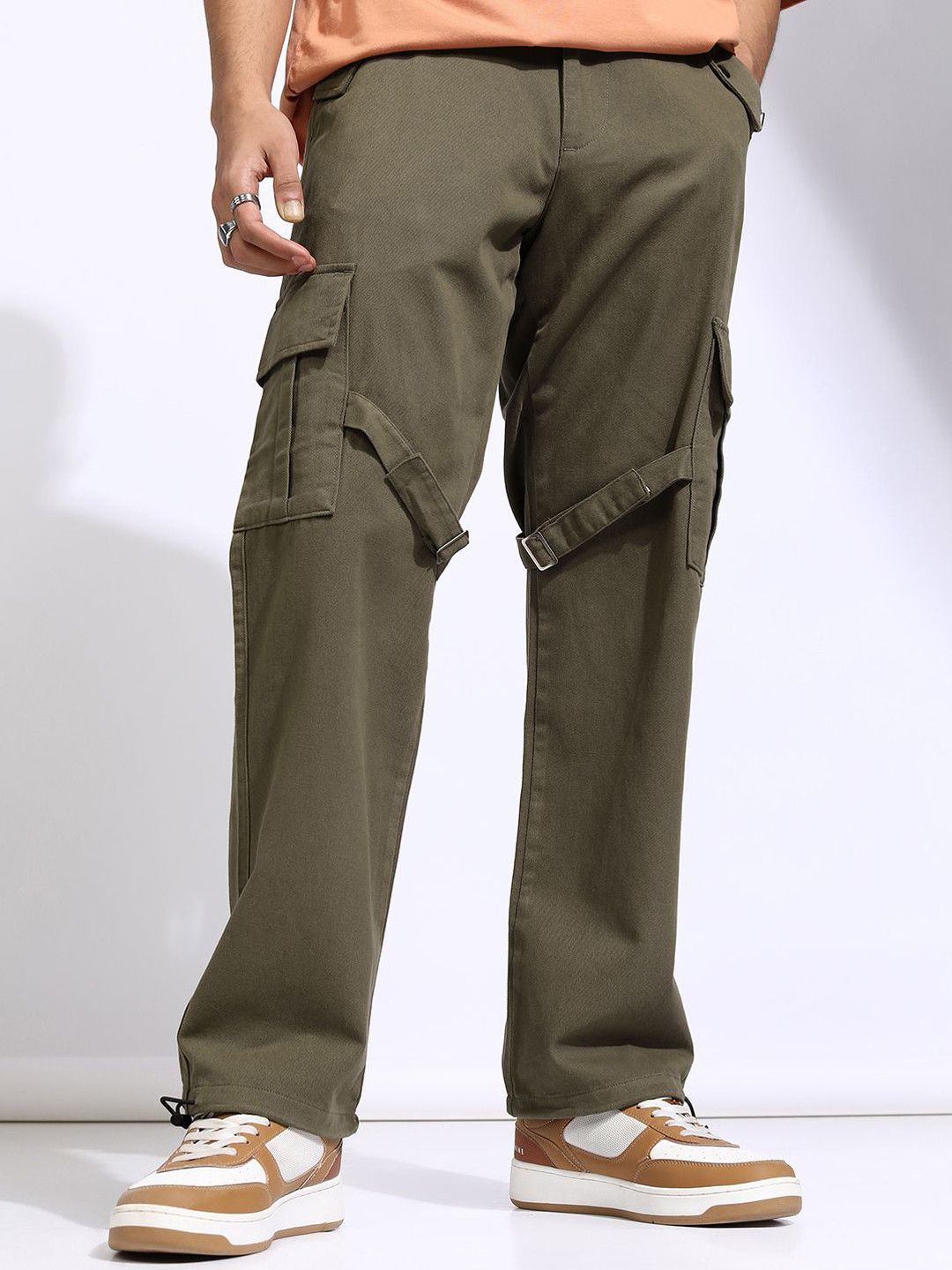 Buy HIGHLANDER Men Soild Elasticated Straight Fit Cargo Pant - Trousers ...