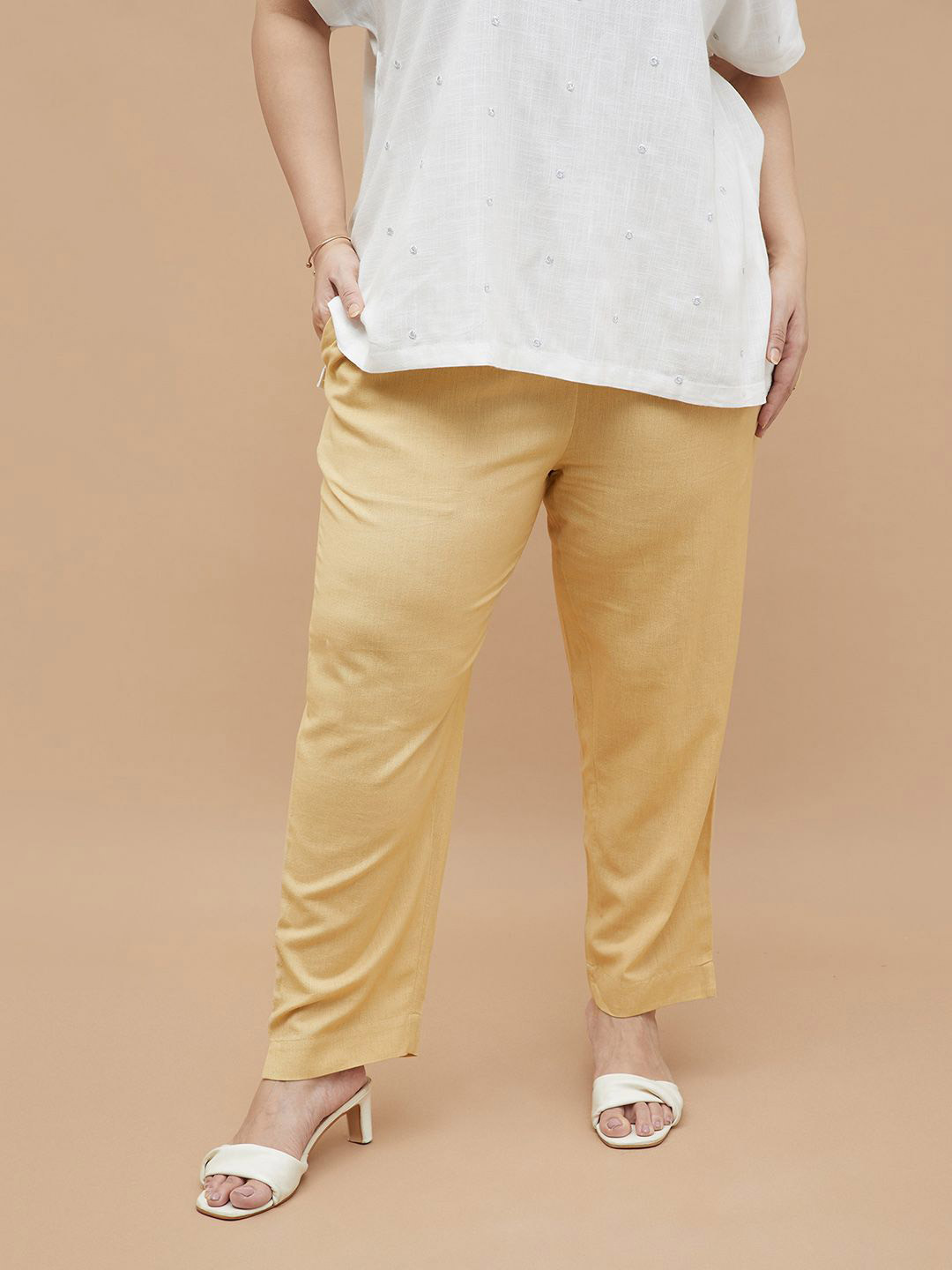 Buy Moiree By Lifestyle Women Plus Size Mid Rise Cotton Trousers ...