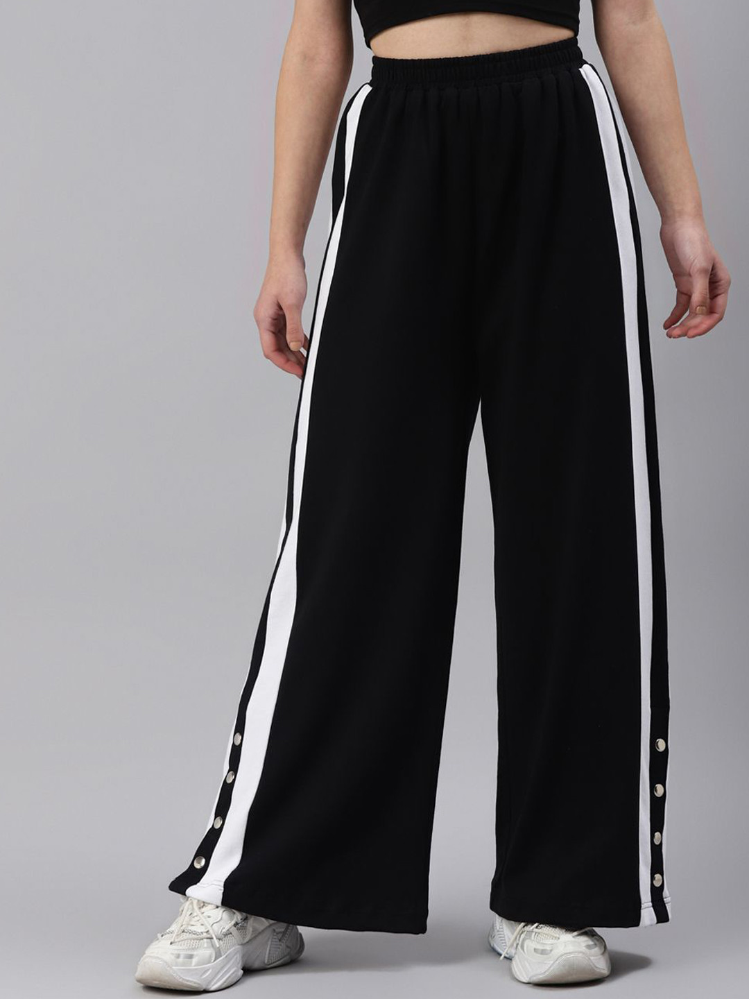 Buy Laabha Women Side Striped Loose Fit Flared Track Pant - Track Pants ...