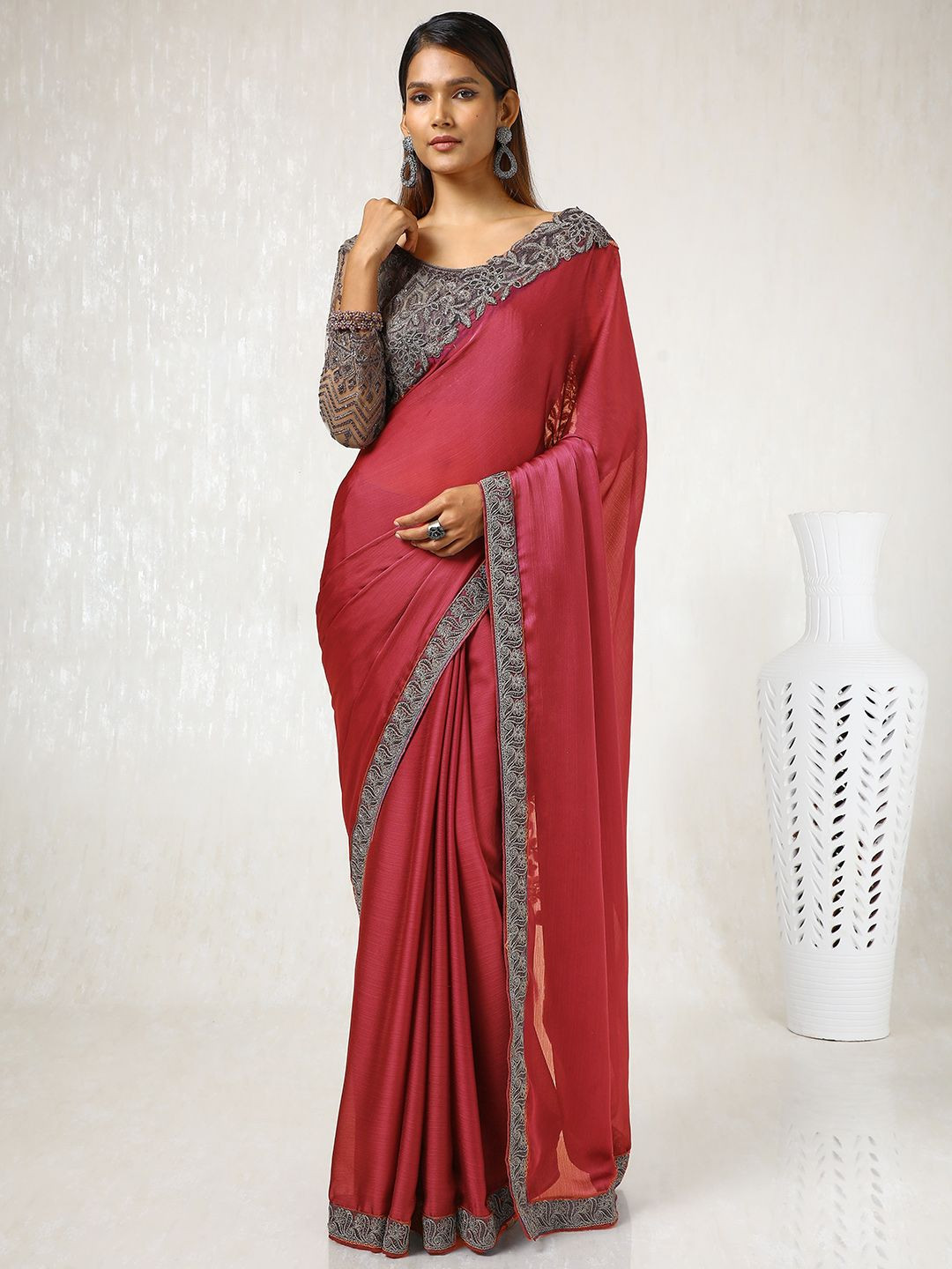 Buy Soch Sequinned Embroidered Pure Chiffon Saree - Sarees for Women ...