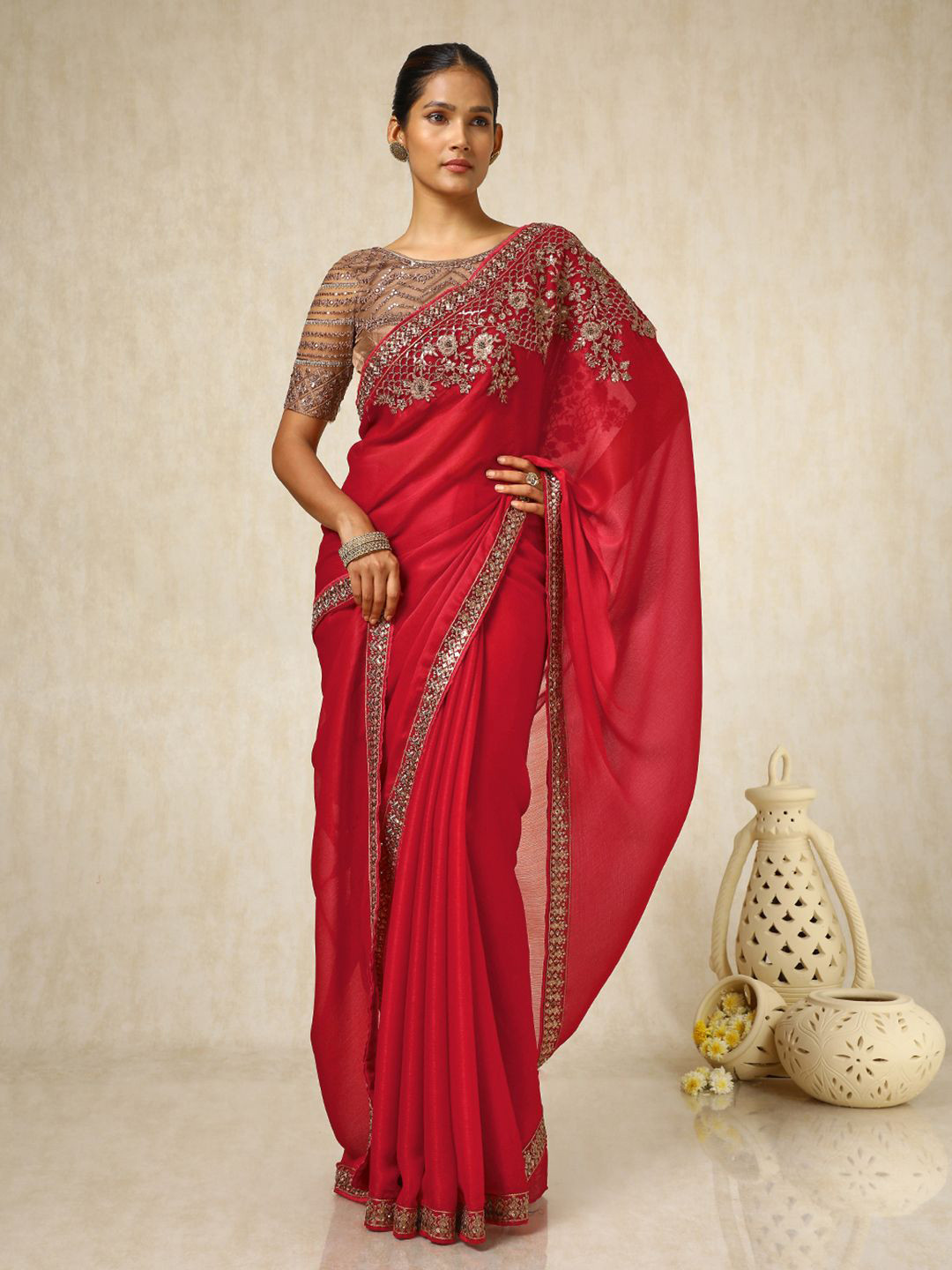 Buy Soch Embroidered Pure Chiffon Saree - Sarees for Women 31544613 ...