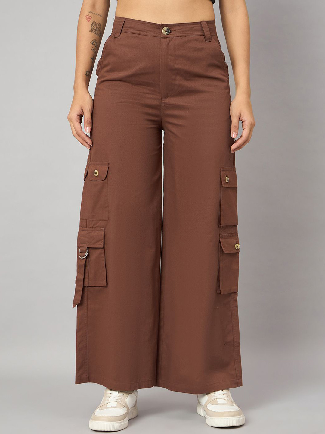 Buy Orchid Blues Women Flared High Rise Cargos - Trousers for Women ...