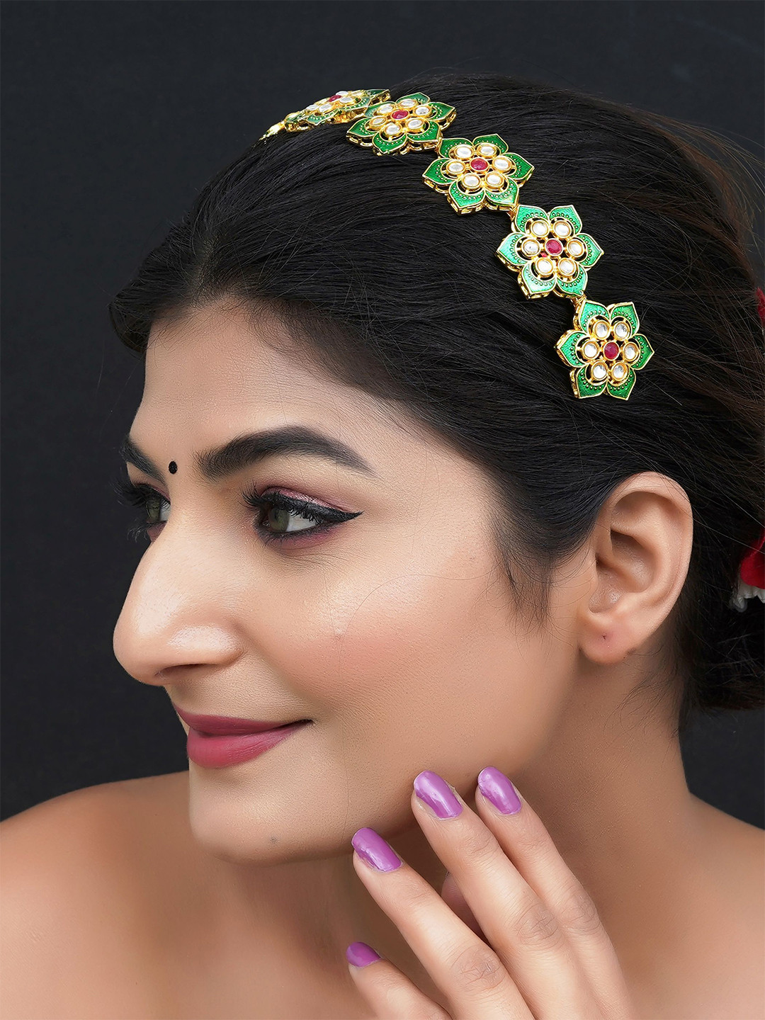 Buy Ahoora Women Gold Plated Ethnic Embellished Hairband - Hair ...