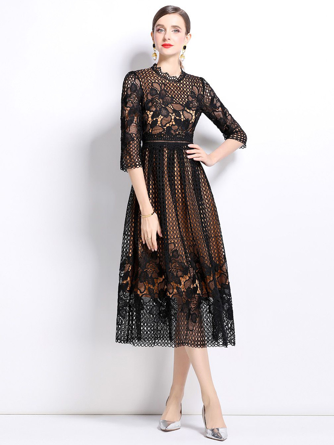 Buy JC Collection Self Design Fit & Flare Midi Dress - Dresses for ...