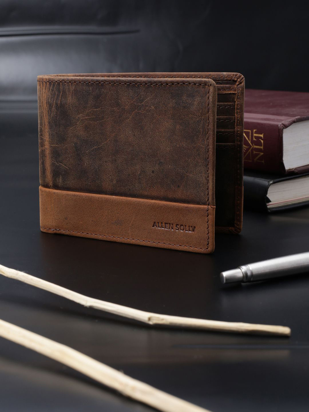 Buy Allen Solly Men Abstract Printed Leather Two Fold Wallet - Wallets ...