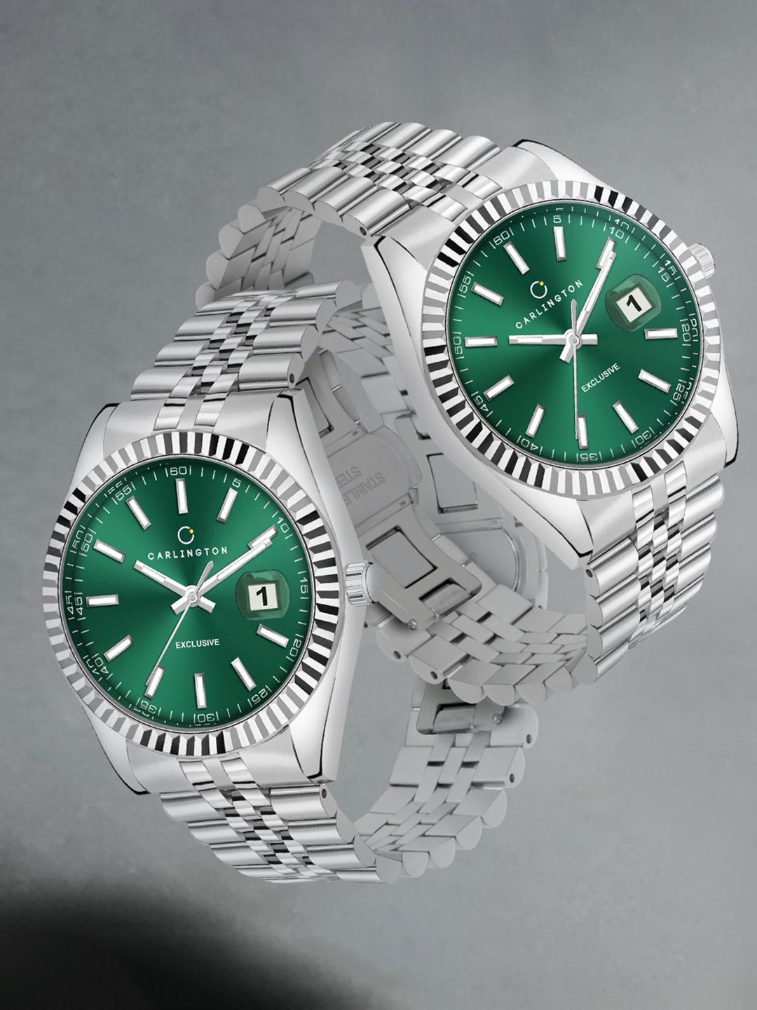 Buy CARLINGTON Men Dial & Stainless Steel Straps Analogue Watch ...
