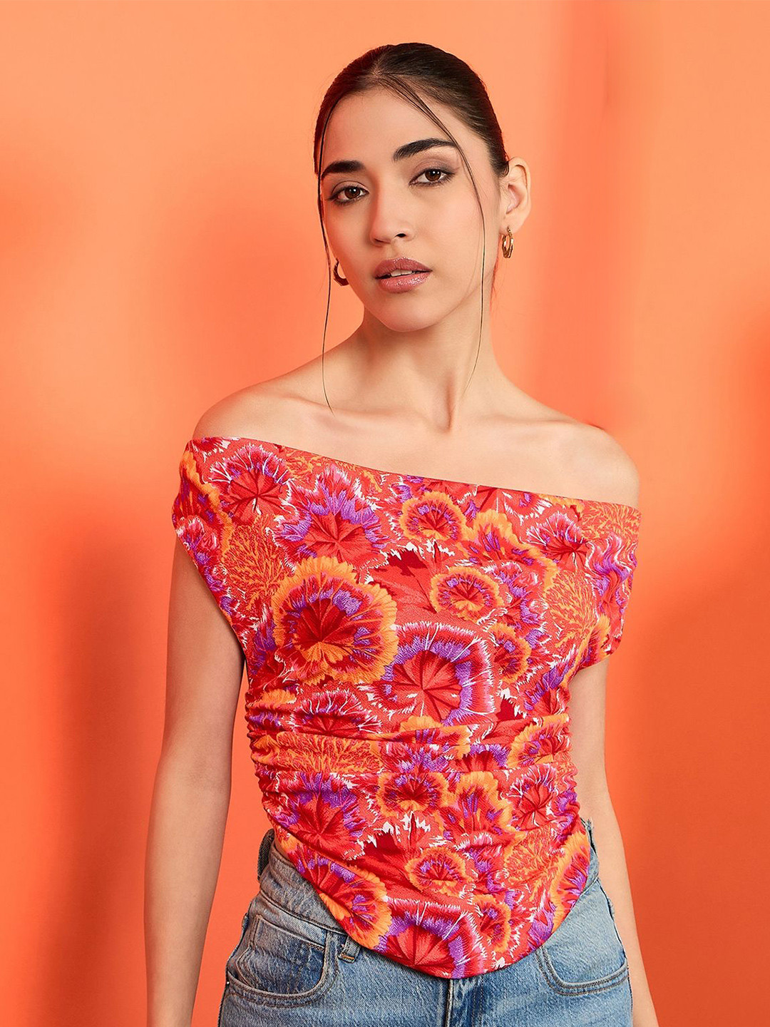 Buy Uptownie Printed Cotton Stretchable Draped Crop Top - Tops for ...