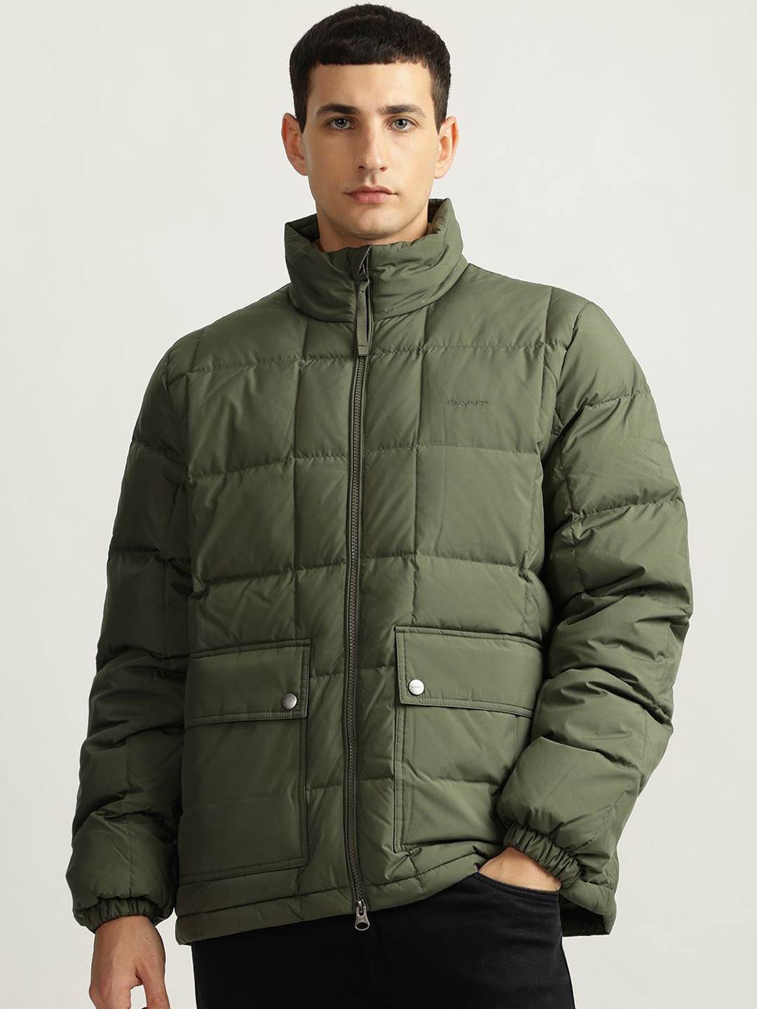 Buy GANT Men Solid Stand Collar Puffer Jacket - Jackets for Men ...
