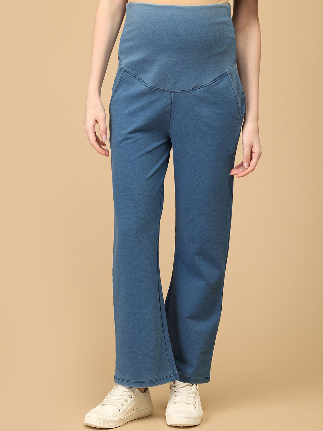 Buy The Mom Store Women Flared High Rise Maternity Trousers With Belly ...