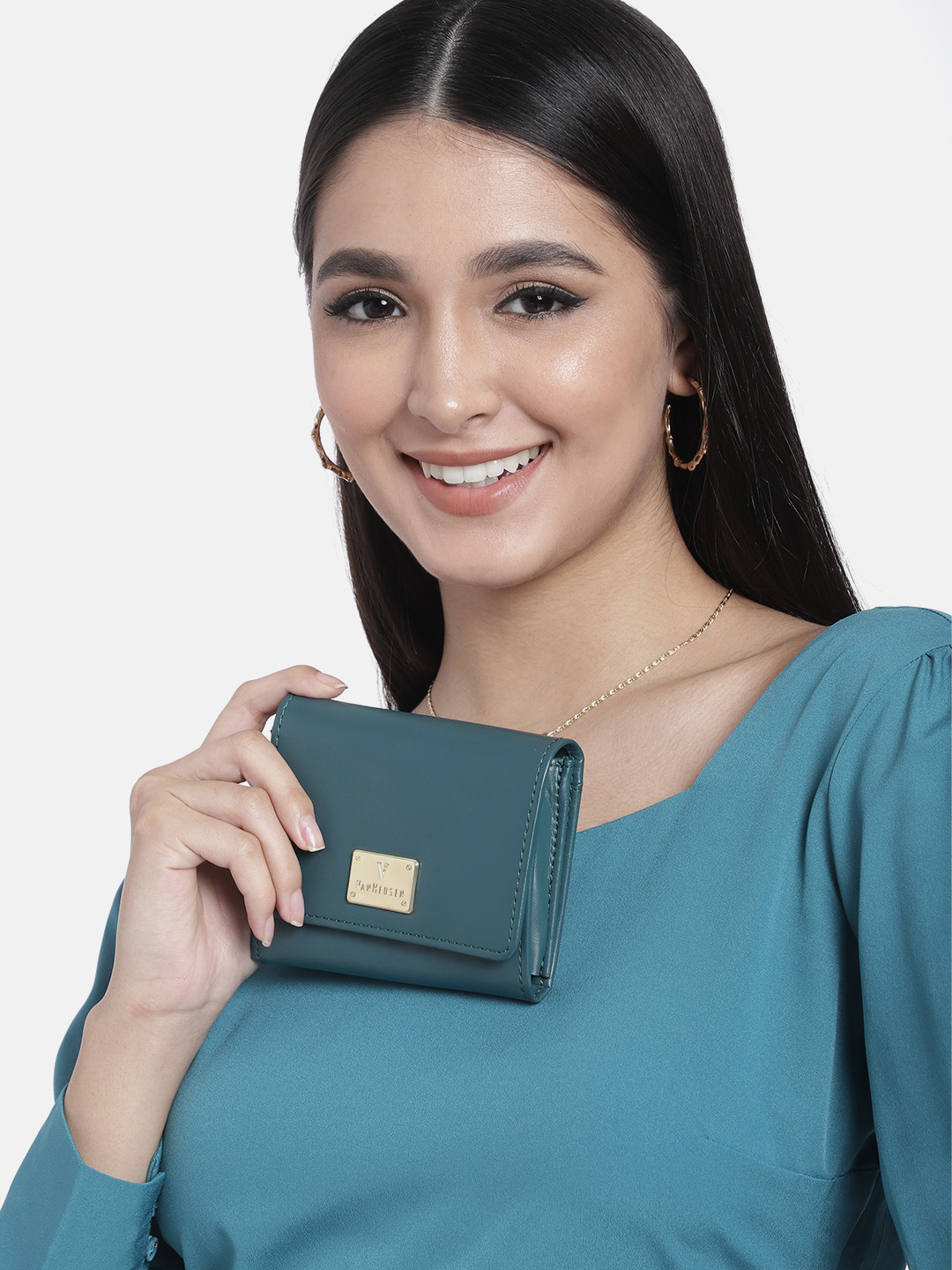 Buy Van Heusen Women Teal Blue Two Fold Wallet - Wallets for Women ...