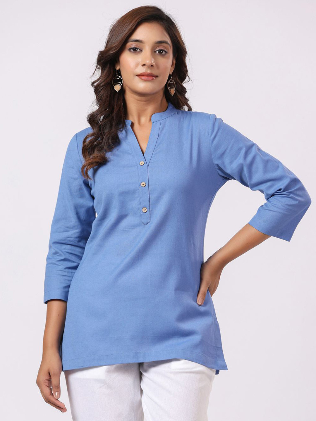 Buy PIROH Women Pure Cotton Mandarin Collar Kurti - Kurtis for Women ...