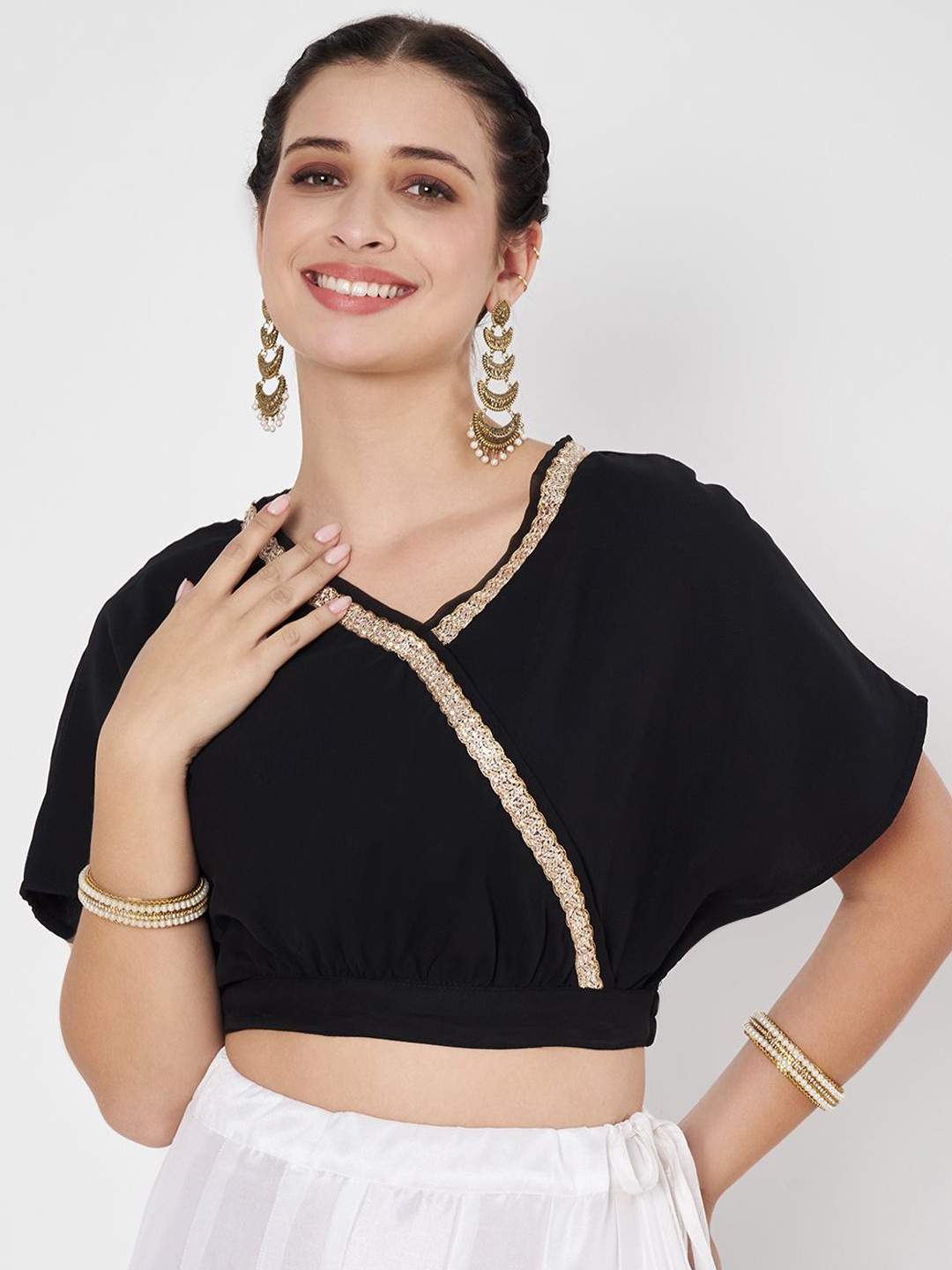 Buy Studio Rasa Women Embellished Short Sleeve Crop Top - Tops for Women 31580695 | Myntra