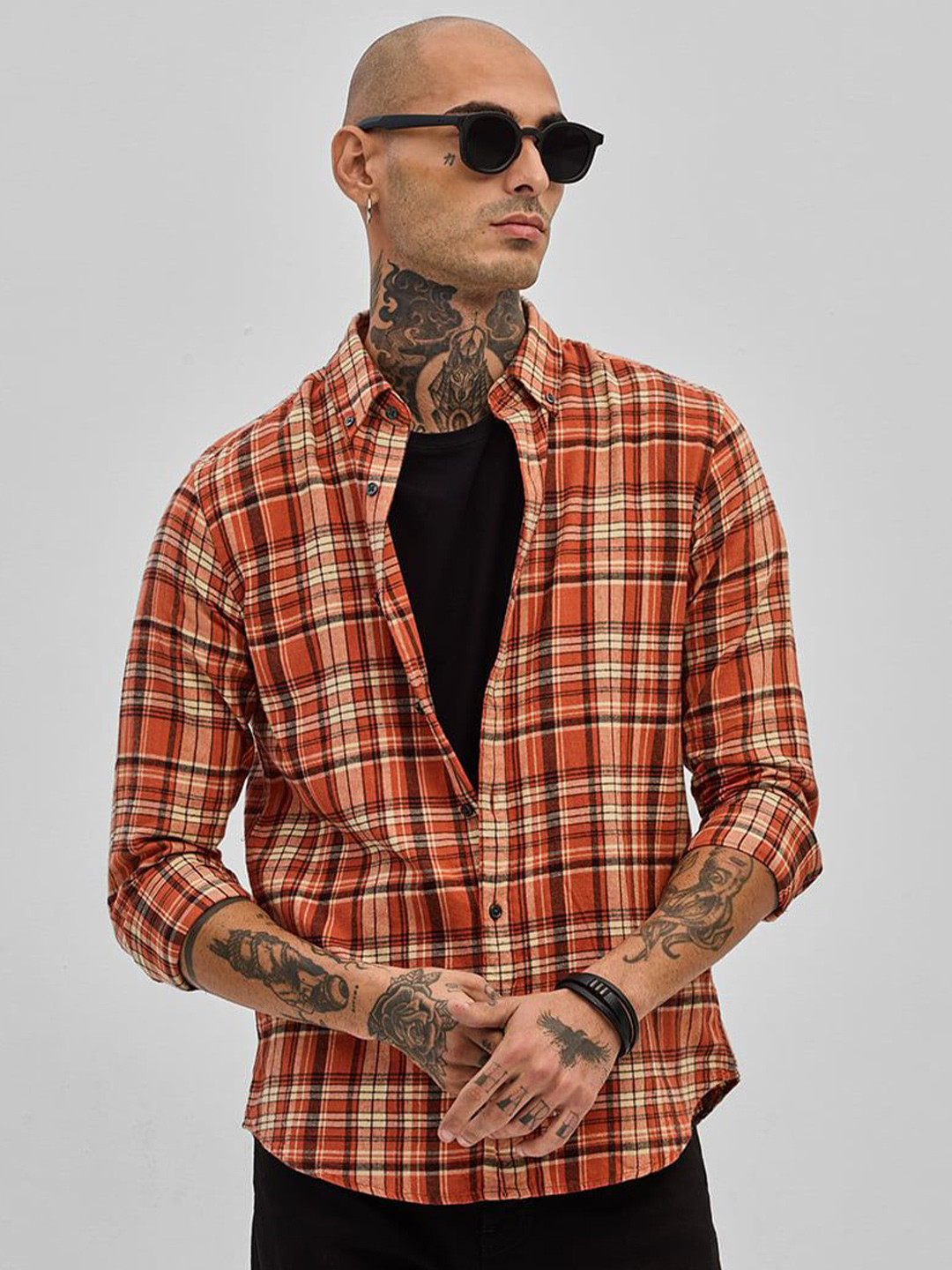 Buy Snitch Men Smart Slim Fit Checked Casual Shirt - Shirts for Men ...