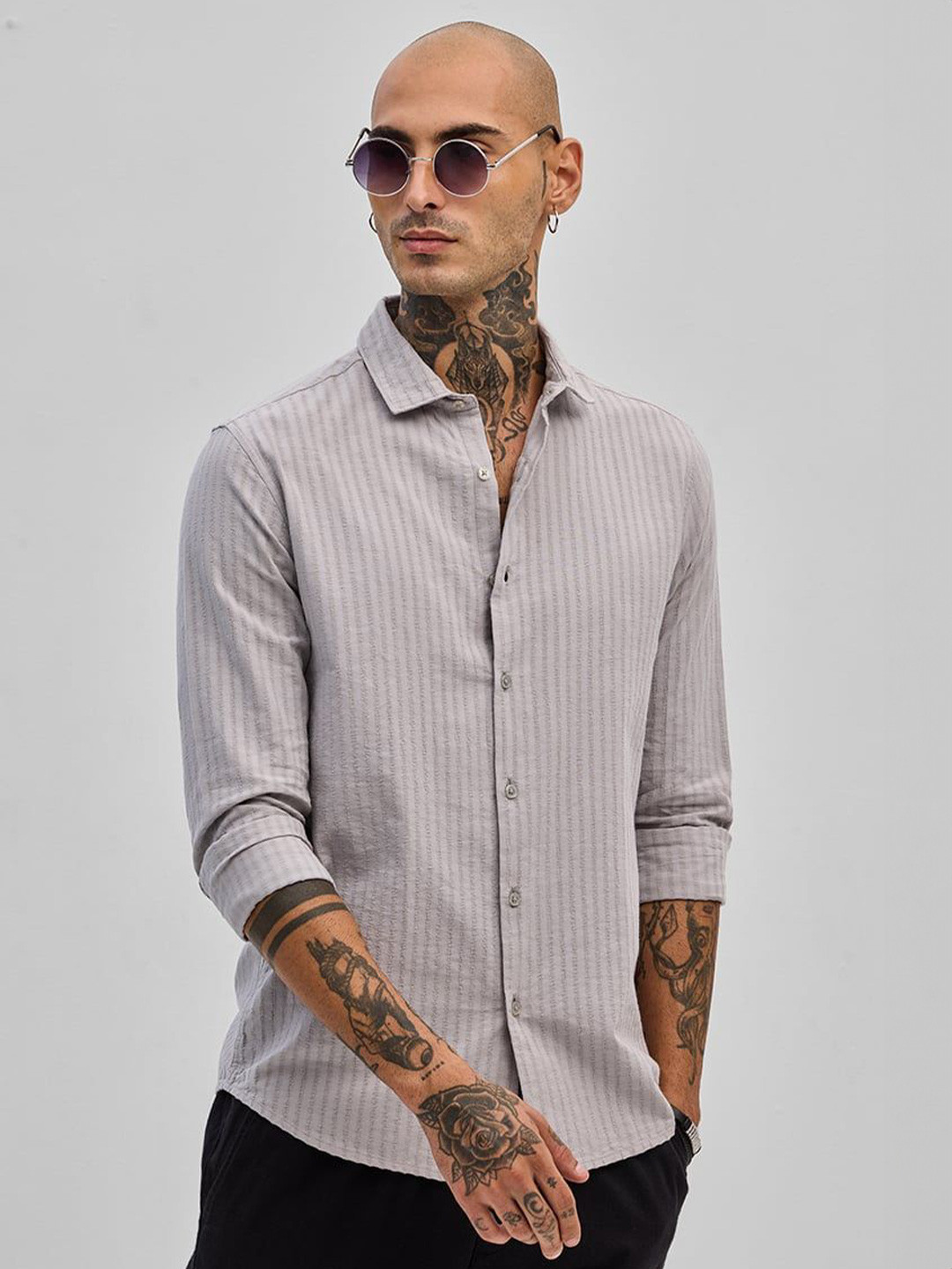 Buy Snitch Men Smart Slim Fit Opaque Striped Casual Shirt - Shirts for ...