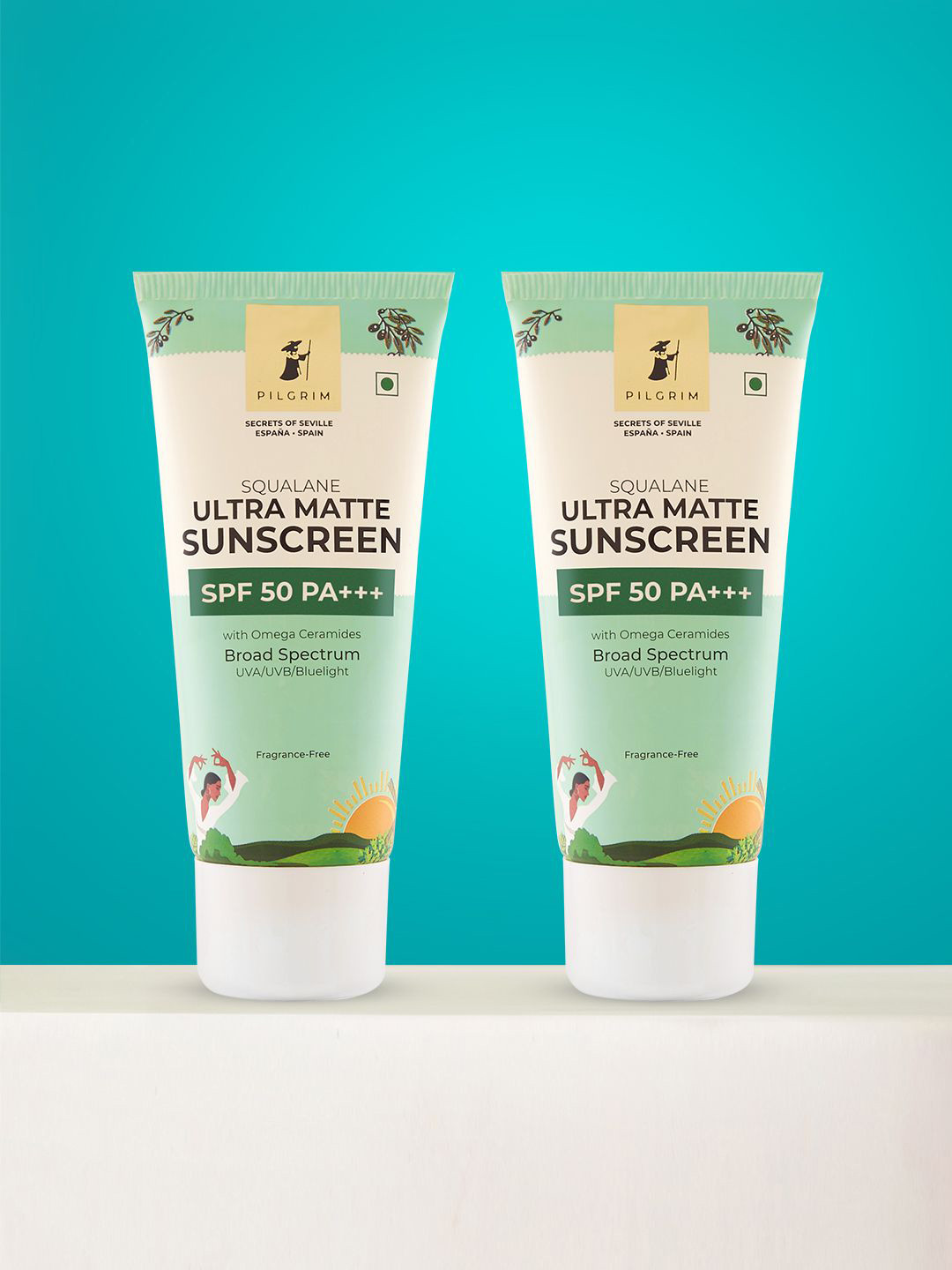 Buy Pilgrim Set Of 2 Squalane Ultra Matte Sunscreen SPF 50 PA+++ 50g ...