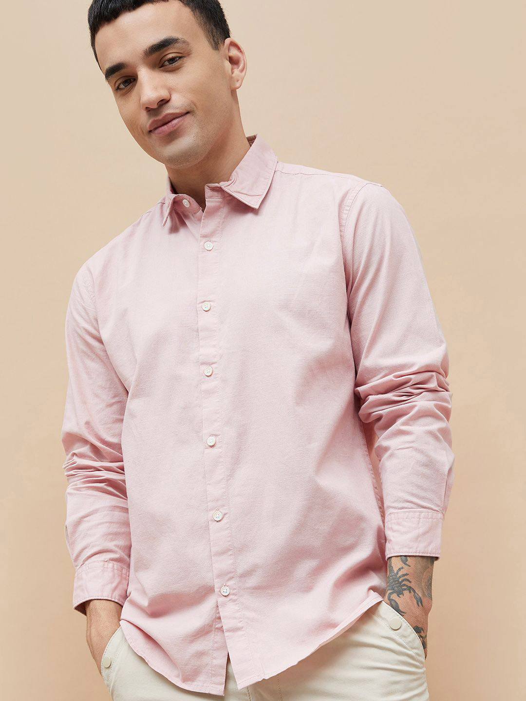 Buy Forca Men Cutaway Collar Solid Cotton Casual Shirt - Shirts for Men ...