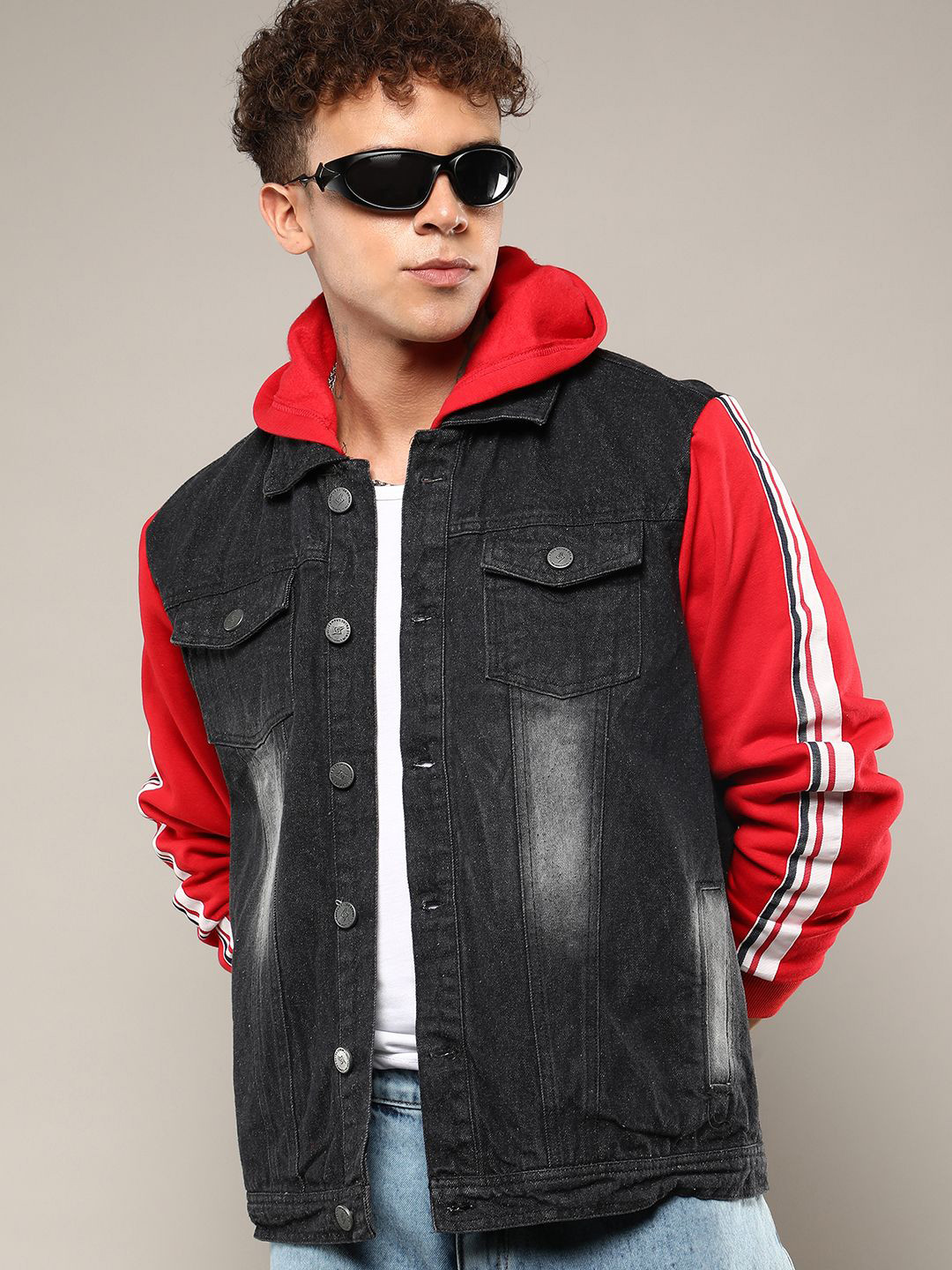 Buy Campus Sutra Men Spread Collar Solid Cotton Casual Denim Jacket ...