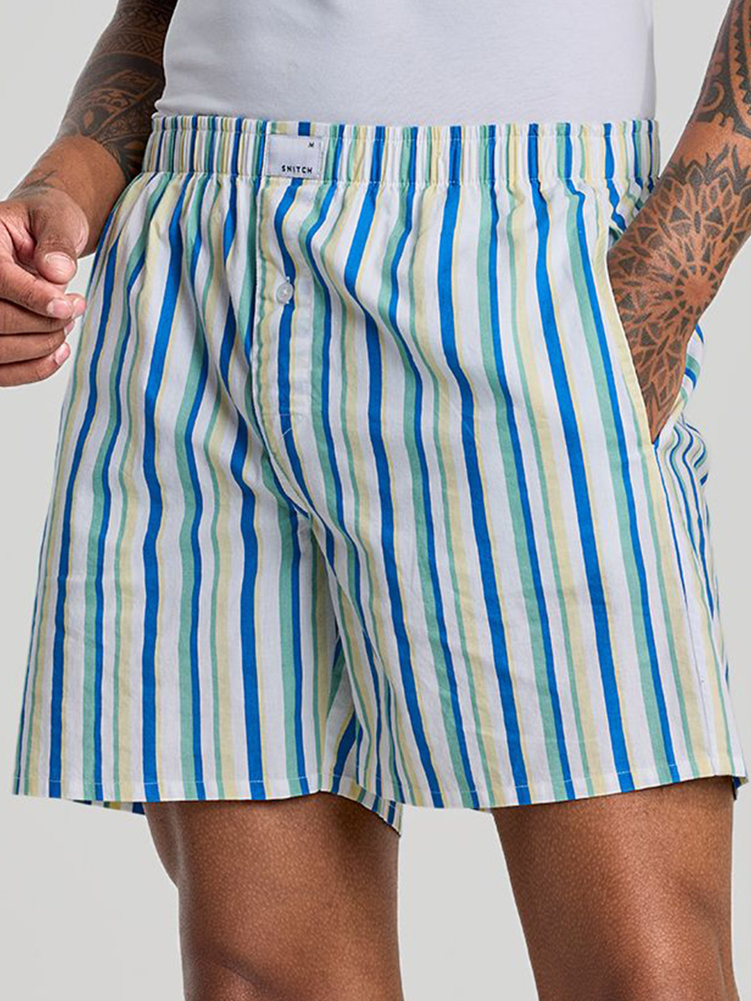 Buy Snitch Men Striped Printed Pure Cotton Boxer 4MSBX9234 01 S ...