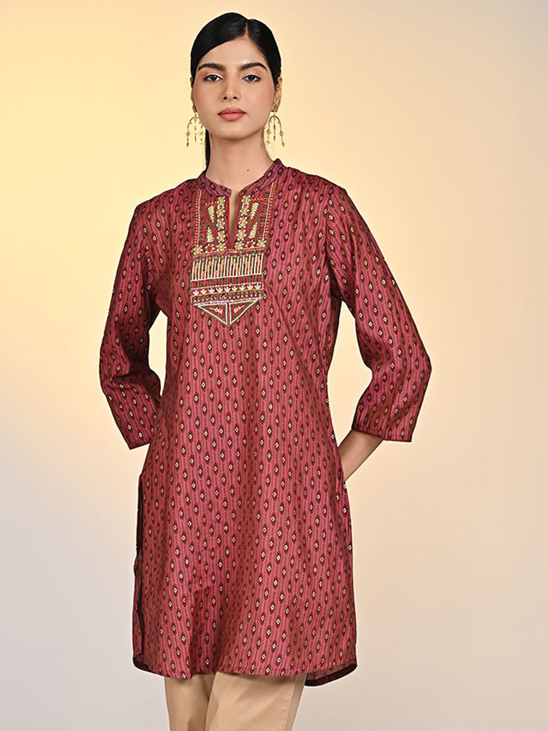 Buy Lakshita Women Ethnic Motifs Printed Thread Work Thread Work Kurti ...
