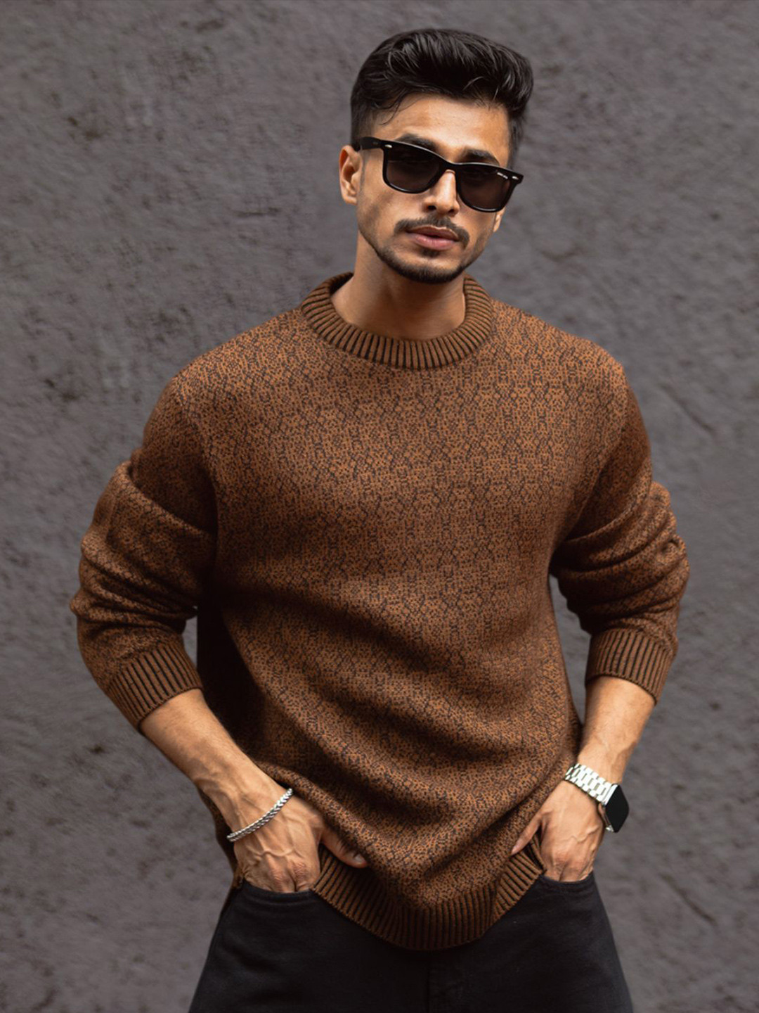 Buy Powerlook Men Speckled Self Design Acrylic Pullover - Sweaters for ...