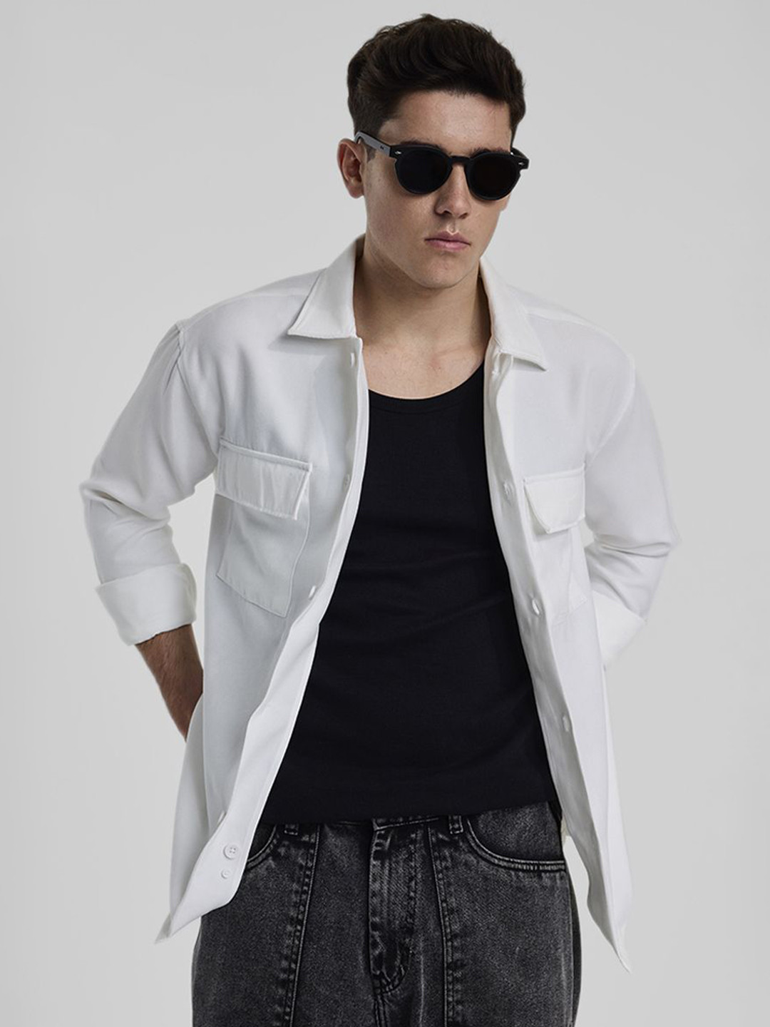 Buy Snitch Men Spread Collar Solid Cotton Casual Tailored Jacket ...