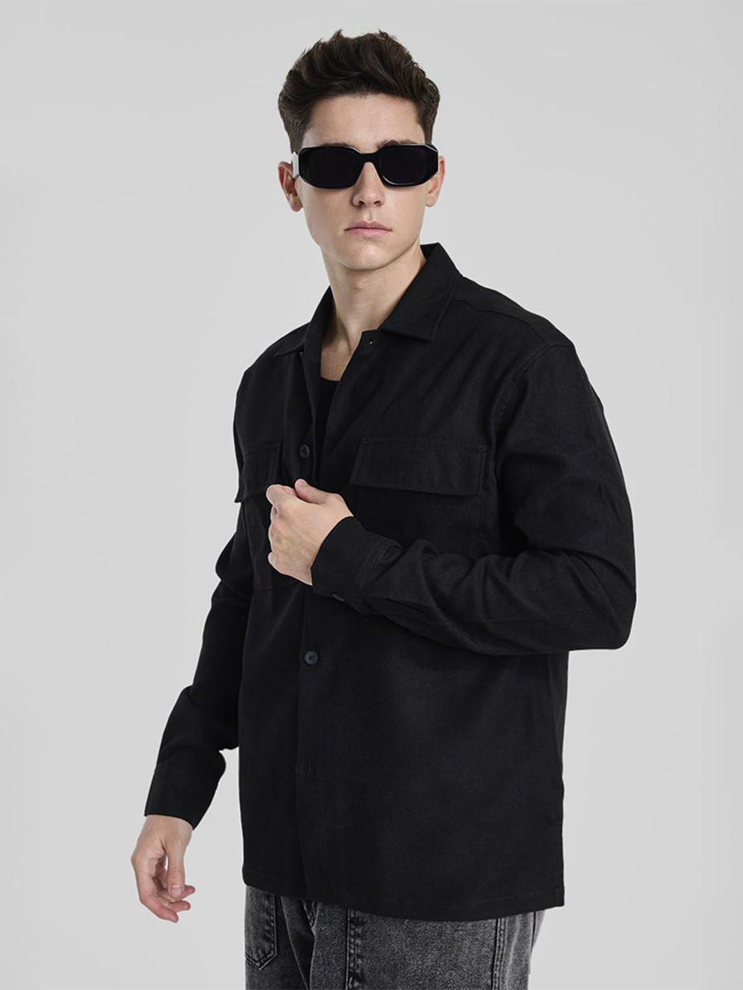 Buy Snitch Men Spread Collar Solid Cotton Casual Tailored Jacket ...