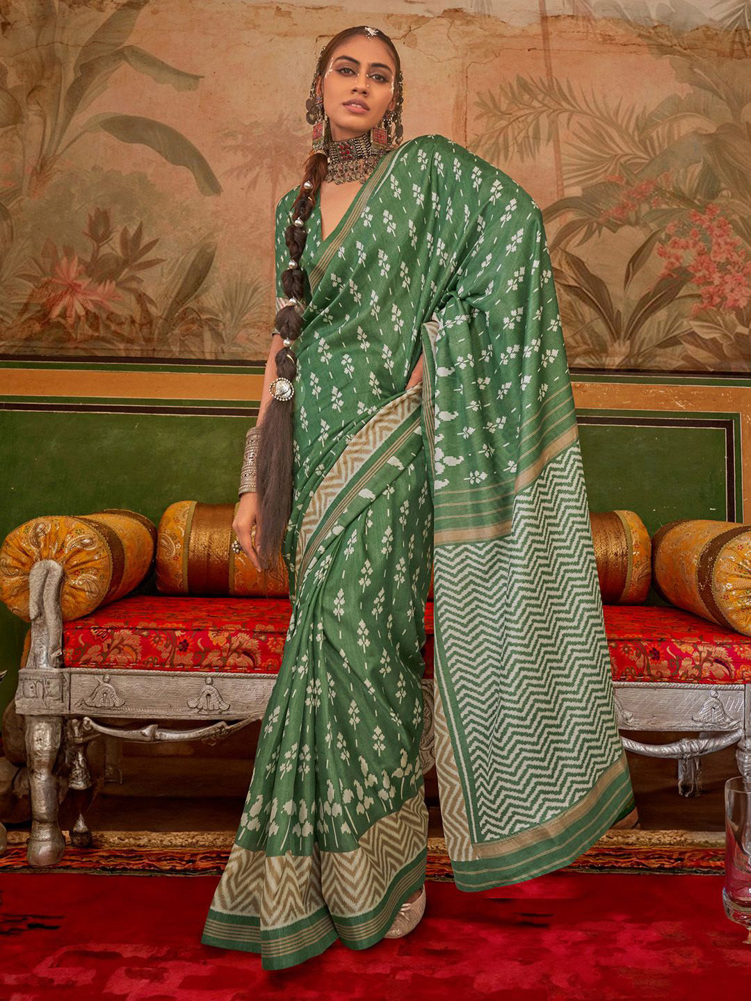 Buy Anouk Ethnic Motifs Printed Pochampally Saree - Sarees for Women ...