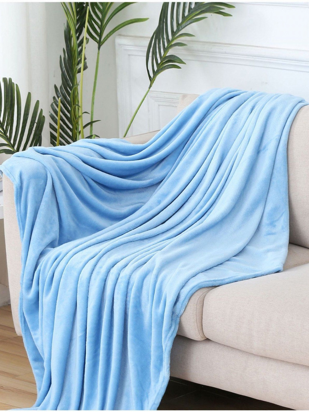 Buy BREVARD Blue 300 GSM AC Room Double Bed Blanket - Blankets Quilts ...