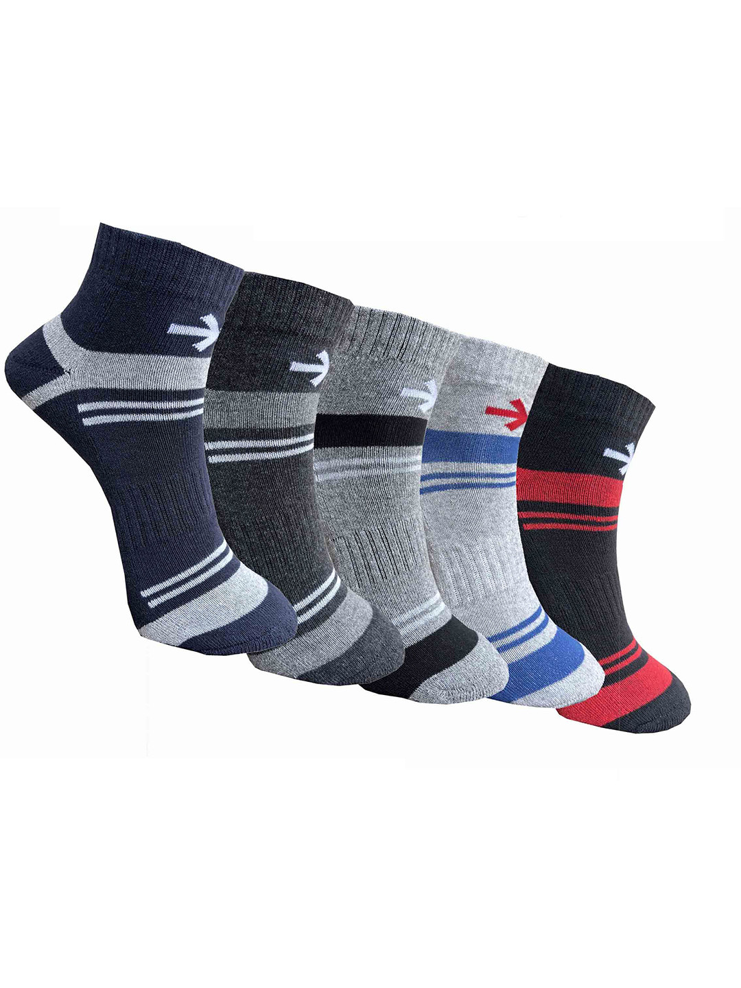 Buy HRX By Hrithik Roshan Unisex Pack Of 5 Striped Ankle Length Socks ...