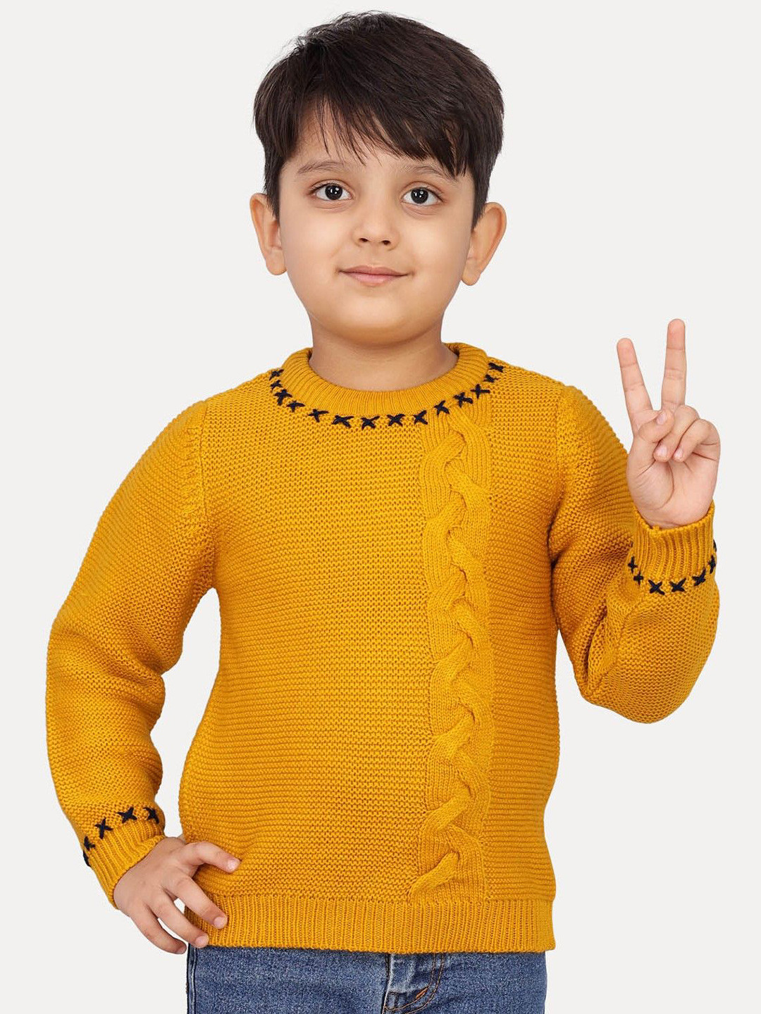 Buy JoE Hazel Boys Cable Knit Self Design Pullover - Sweaters for Boys ...