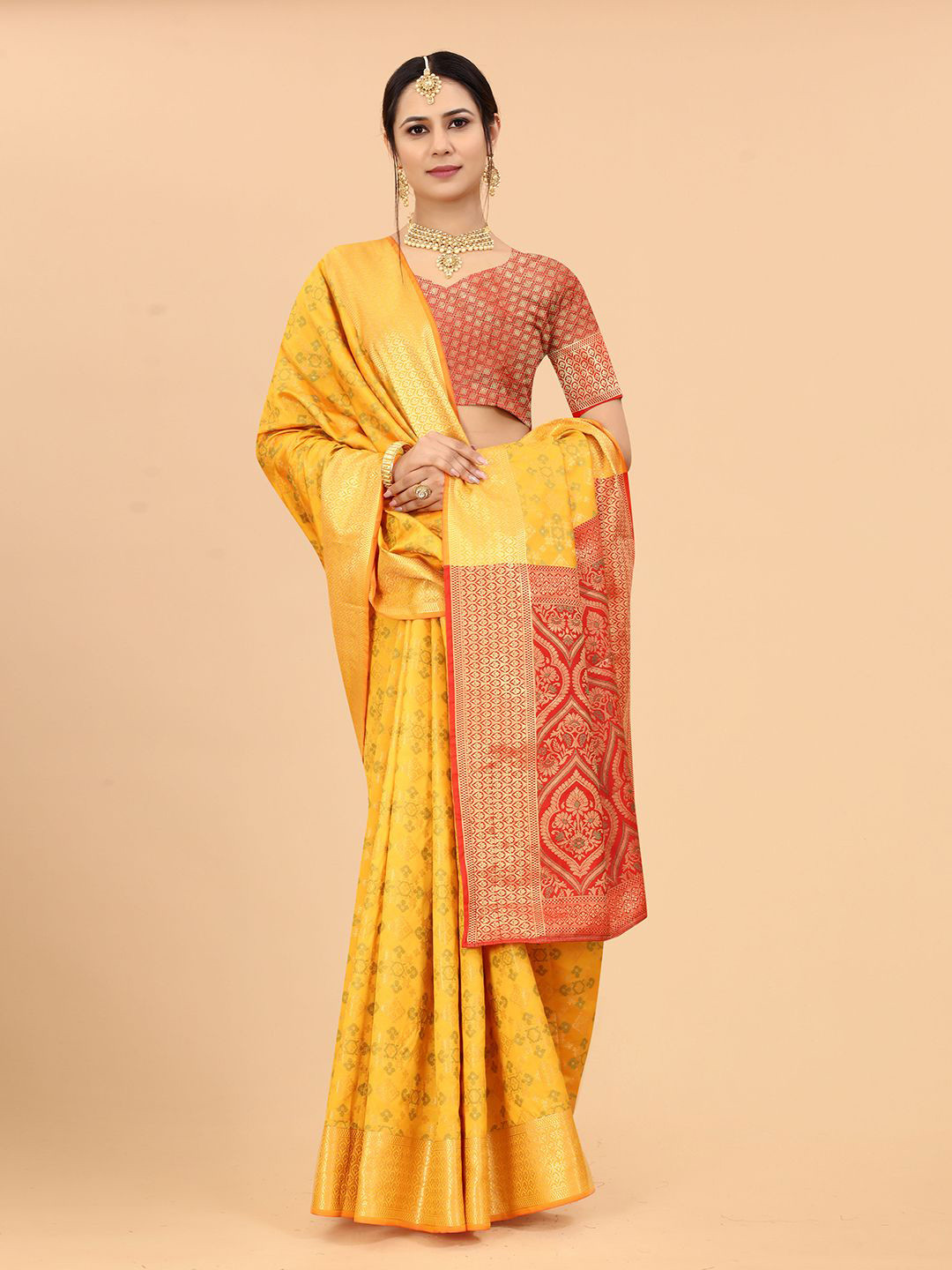 Buy JUST FASHION Ethnic Motifs Zari Patola Saree - Sarees for Women ...