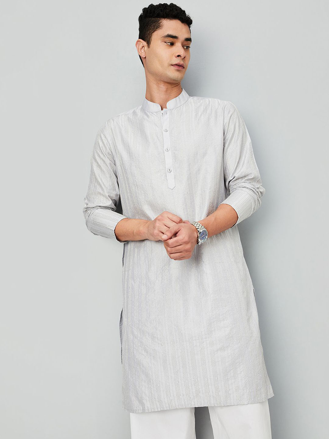 Buy Max Striped Woven Design Thread Work Straight Kurta - Kurtas for ...